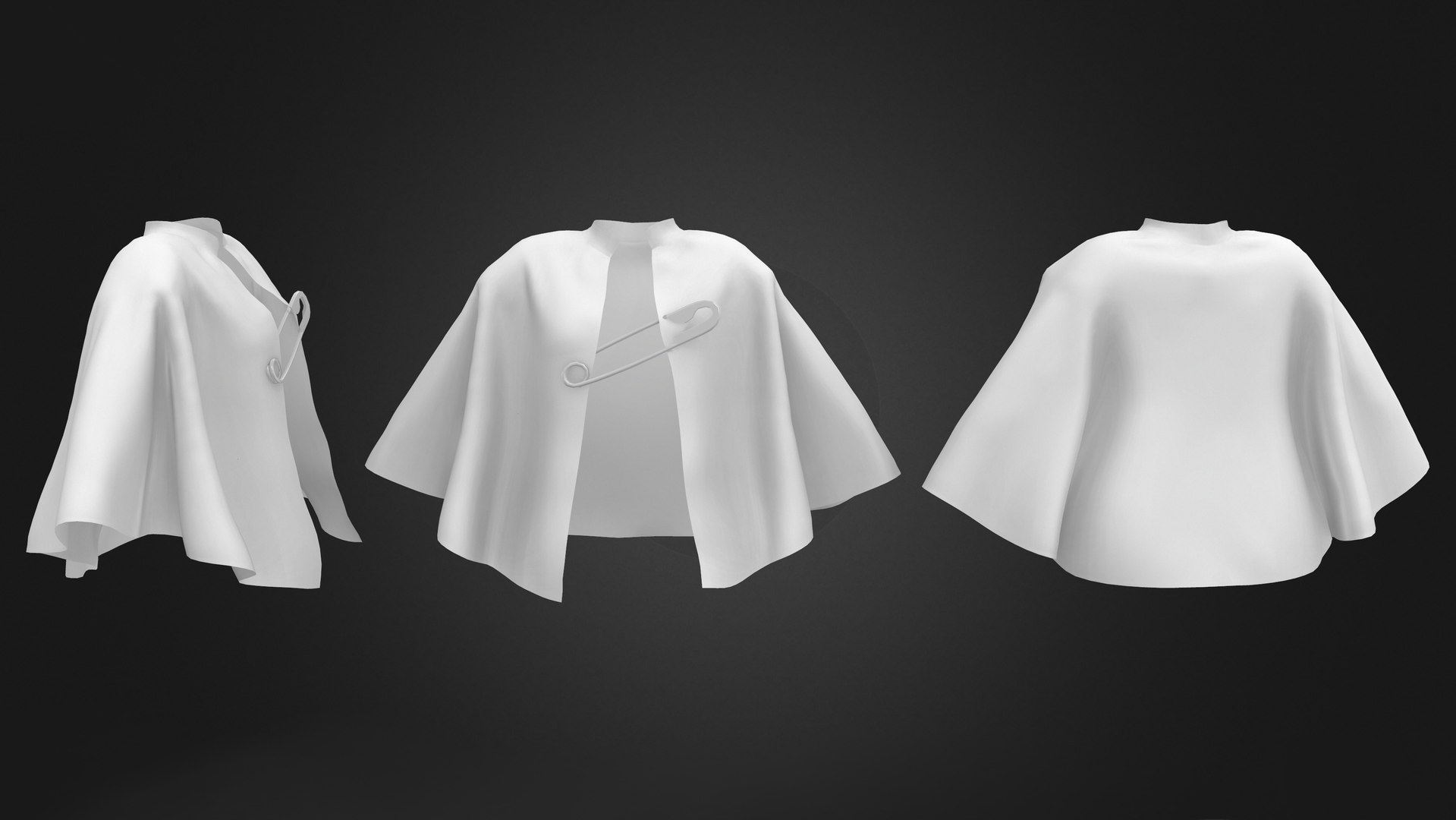 Wrapping Cloak Coat With Safety Pin 3D - TurboSquid 1815081
