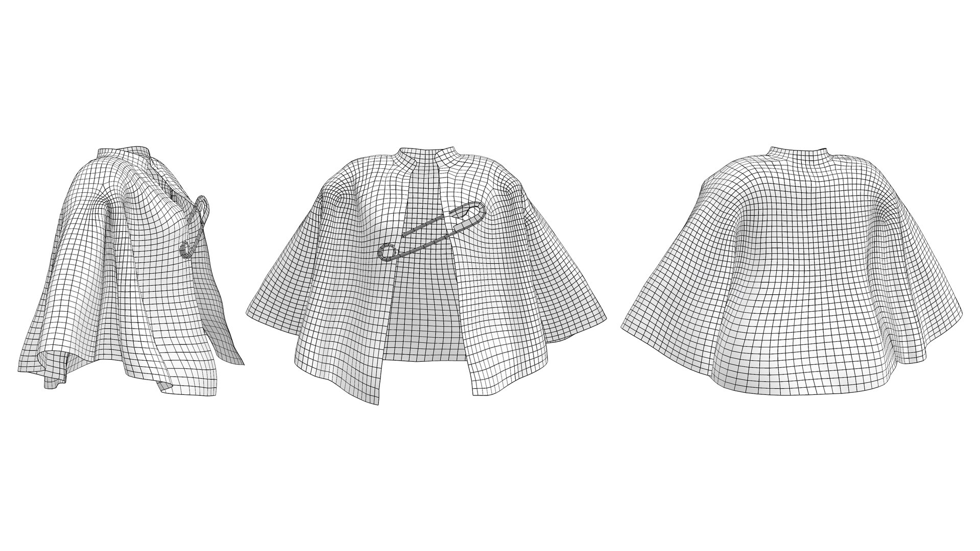 Wrapping Cloak Coat With Safety Pin 3D - TurboSquid 1815081