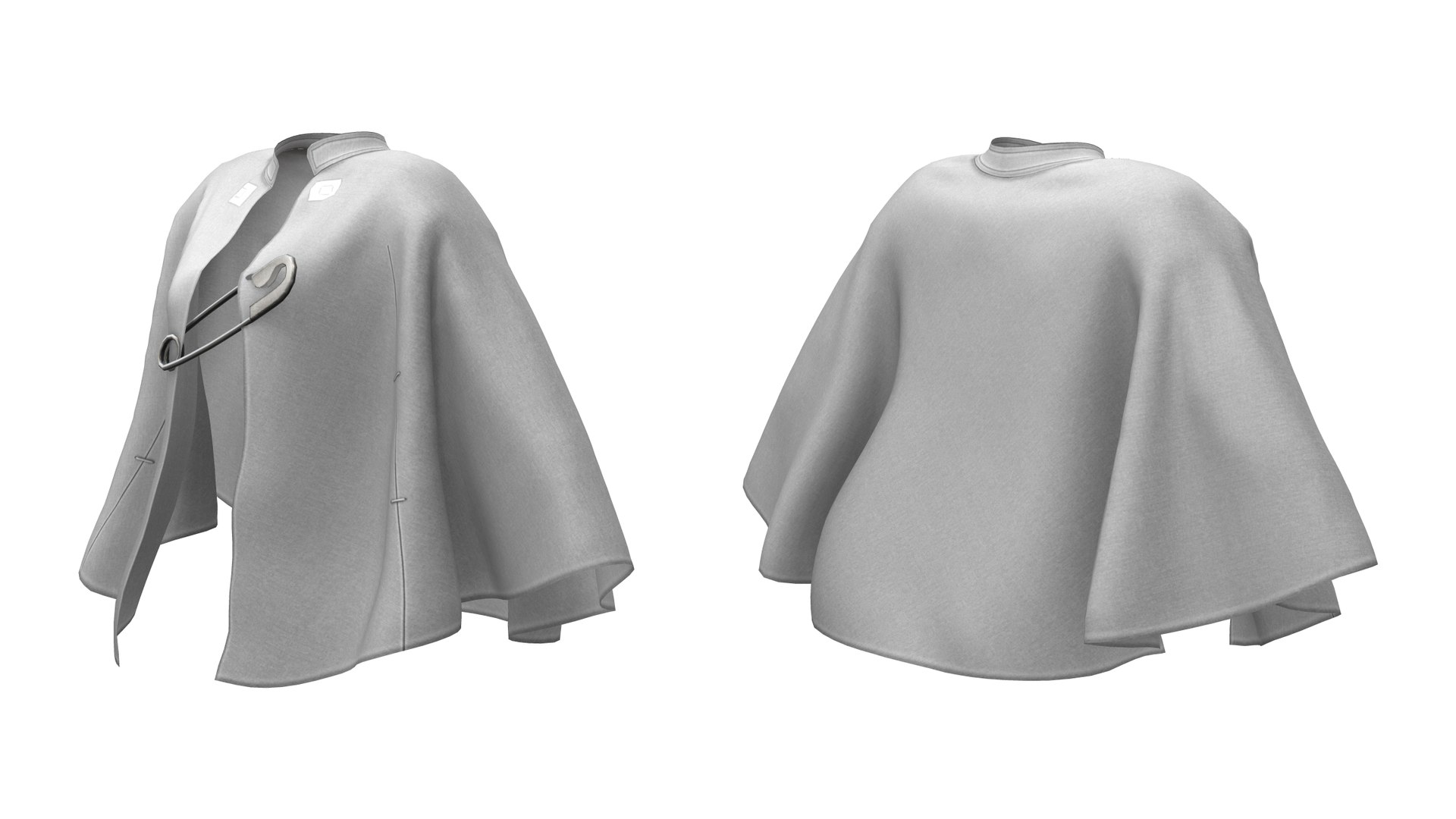 Wrapping Cloak Coat With Safety Pin 3D - TurboSquid 1815081