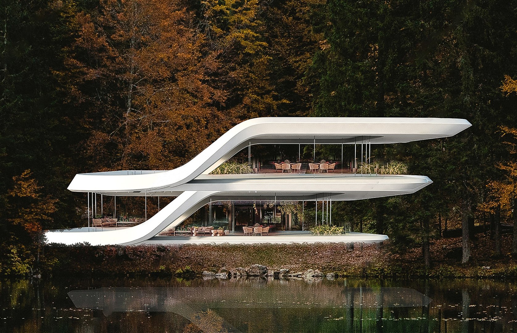 3D Model Of Series Combination Of Modern Art Buildings Cultural Venues ...
