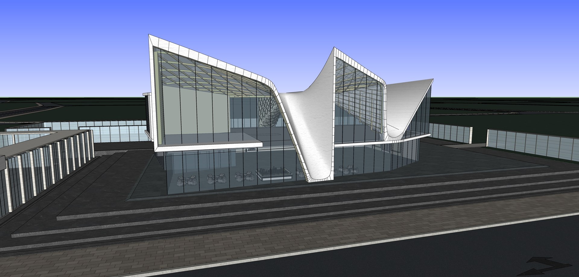 3D Model Of Series Combination Of Modern Art Buildings Cultural Venues ...