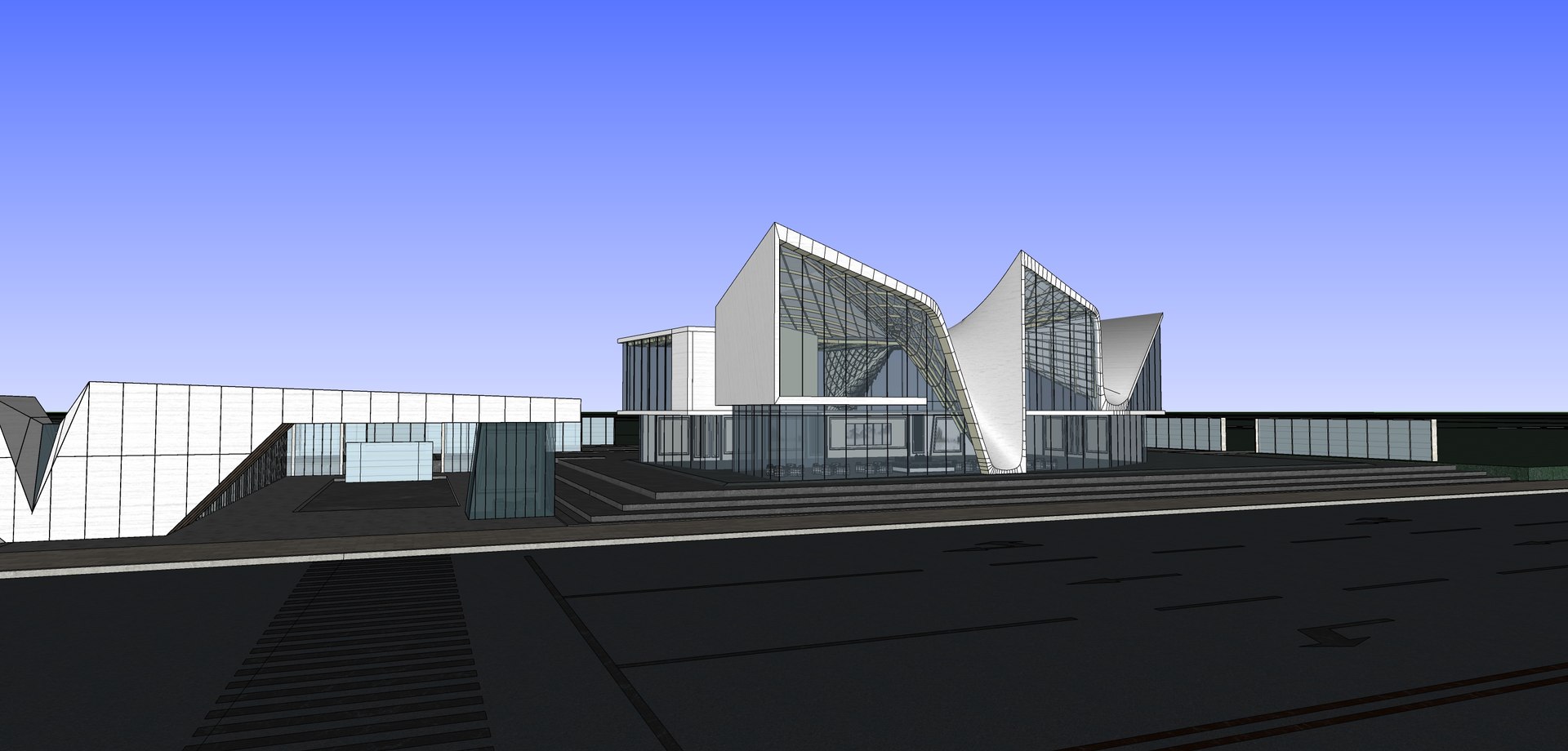 3D Model Of Series Combination Of Modern Art Buildings Cultural Venues ...