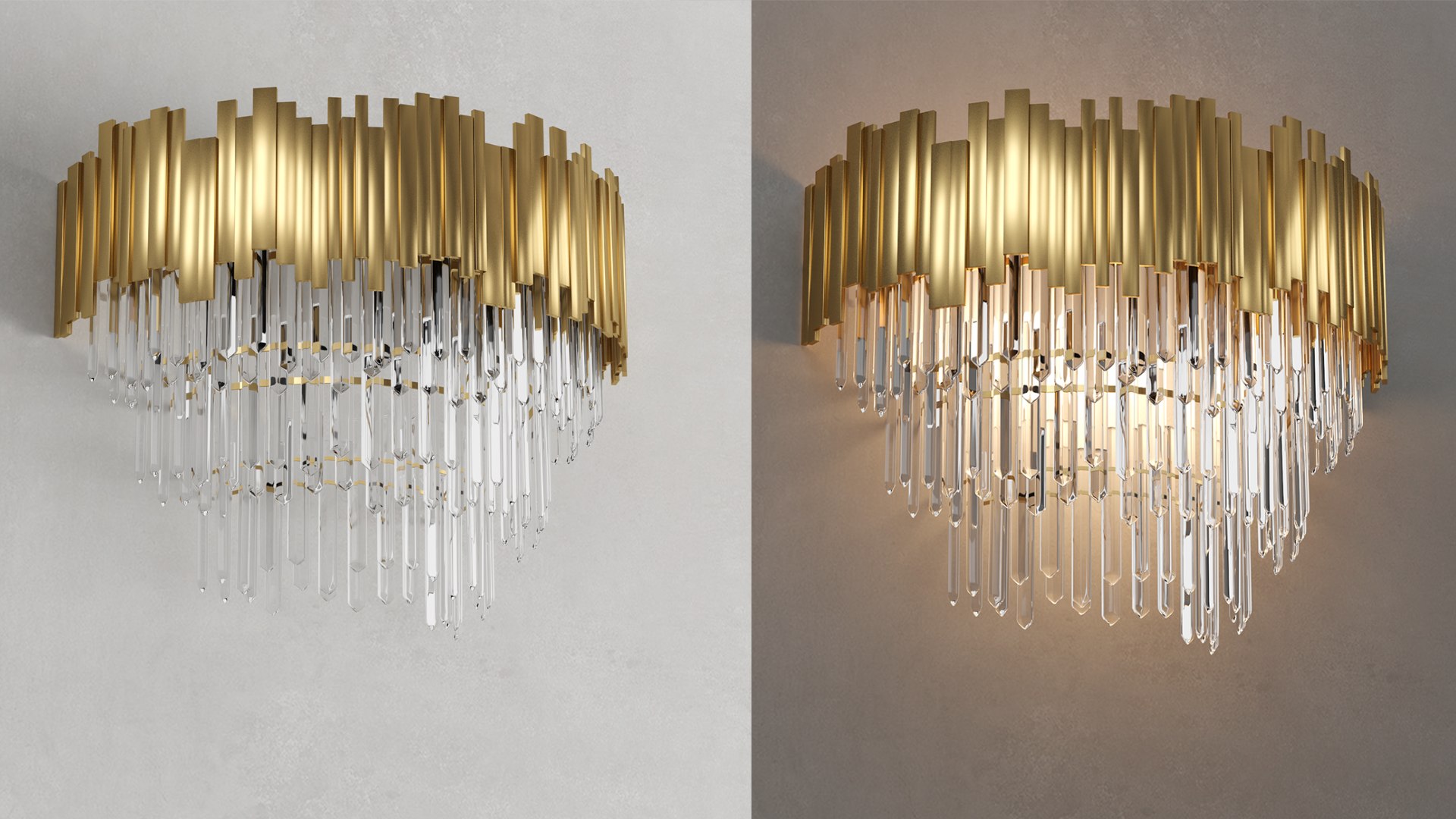 Crystal And Gold Ceiling And Wall Lamp-uploade 3D Model - TurboSquid ...