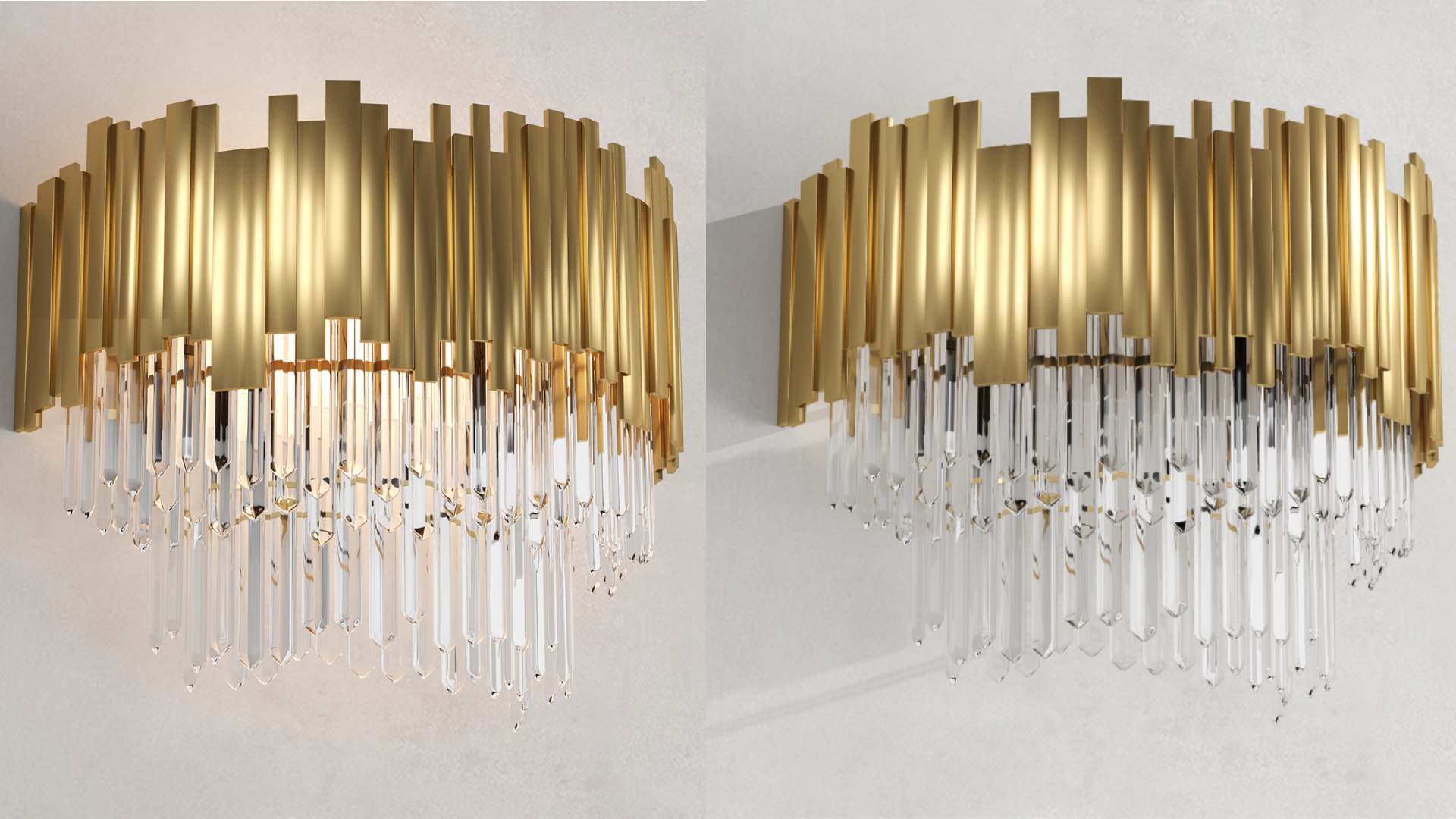 Crystal And Gold Ceiling And Wall Lamp-uploade 3D Model - TurboSquid ...