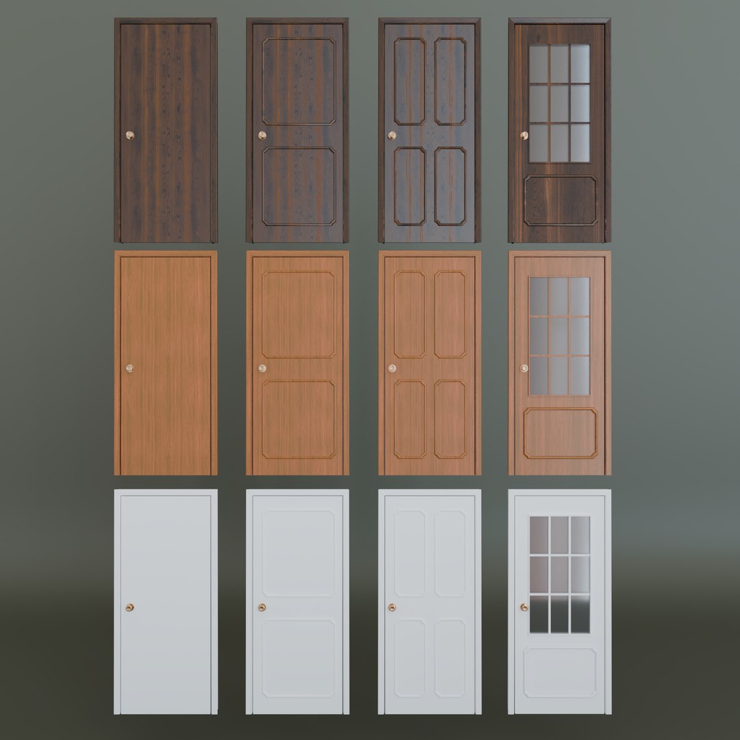 3D Model Realistic Wooden Door Collection - TurboSquid 2315980