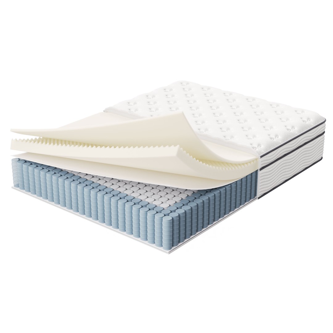 3D 14-Inch Hybrid Mattress With Foam And Pocket Spring Layers Structure ...