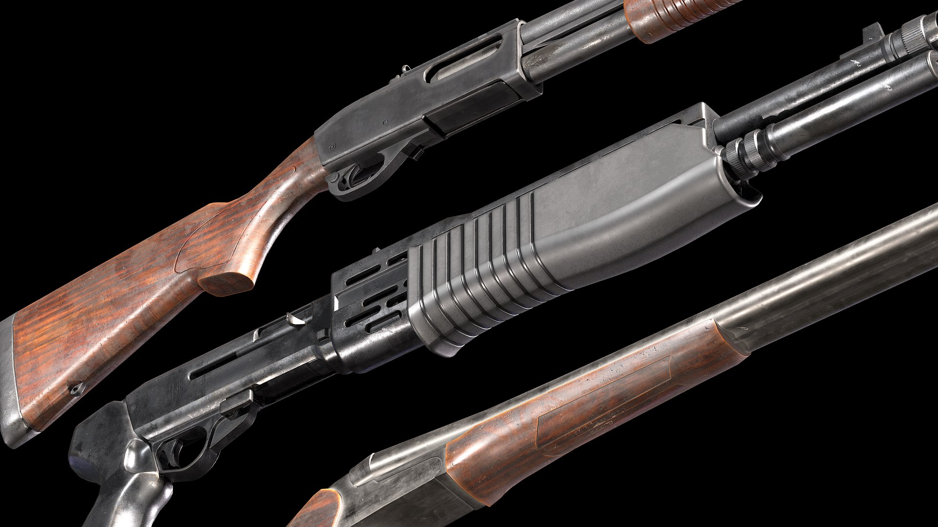 SHOTGUN PACK LOW-POLY PBR Low-poly 3D Model - TurboSquid 1803527