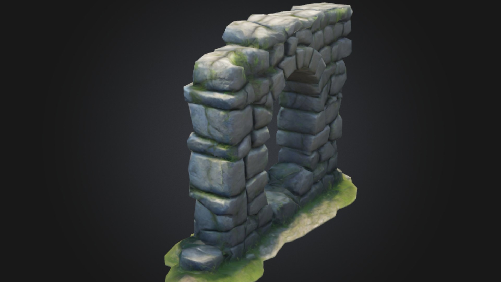 Stylized Game Ready Stone Archway 3K Triangles Low Poly FBX OBJ BLEND ...
