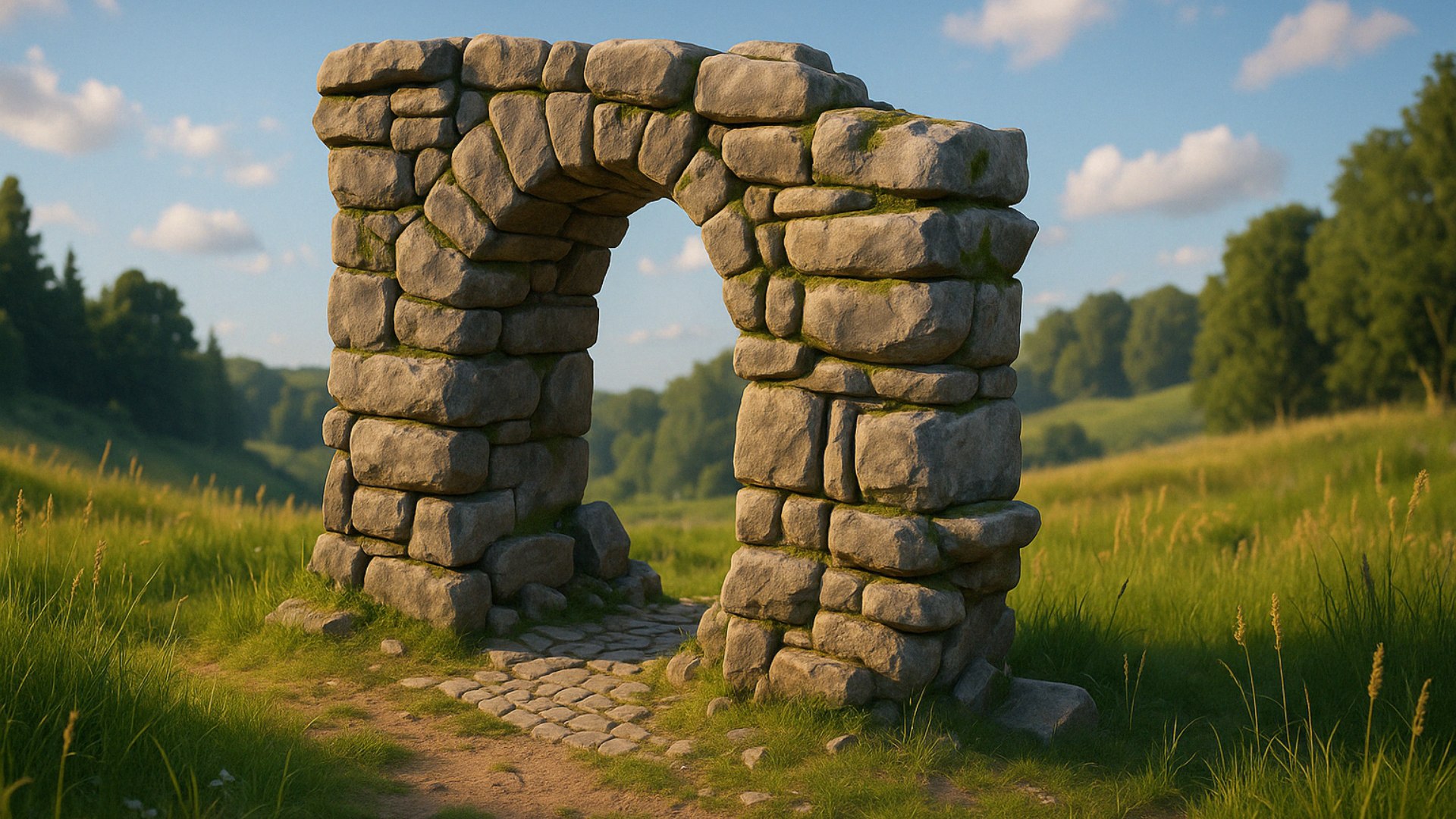 Stylized Game Ready Stone Archway 3K Triangles Low Poly FBX OBJ BLEND ...