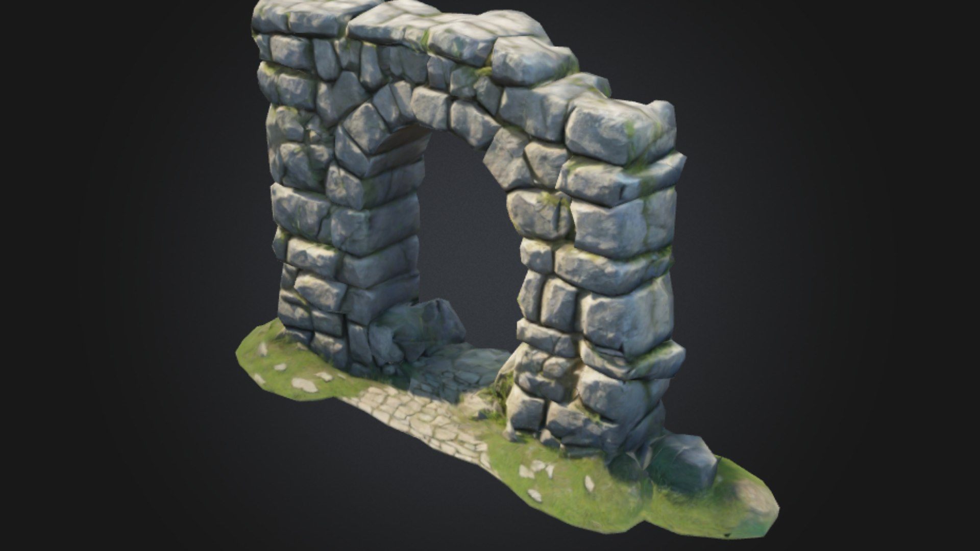 Stylized Game Ready Stone Archway 3K Triangles Low Poly FBX OBJ BLEND ...