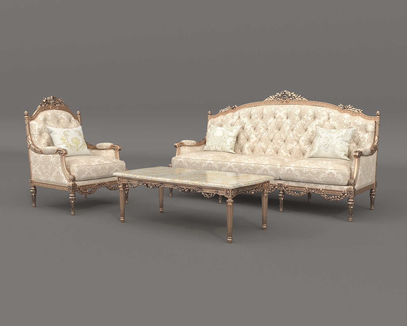 Classic European Style Sofa And Armchair Set 9 3D Model - TurboSquid ...