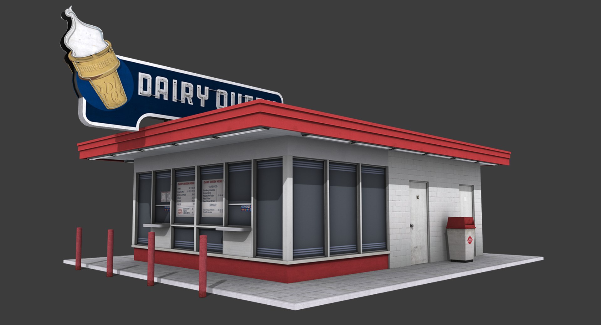 dairy queen restaurant 3d model