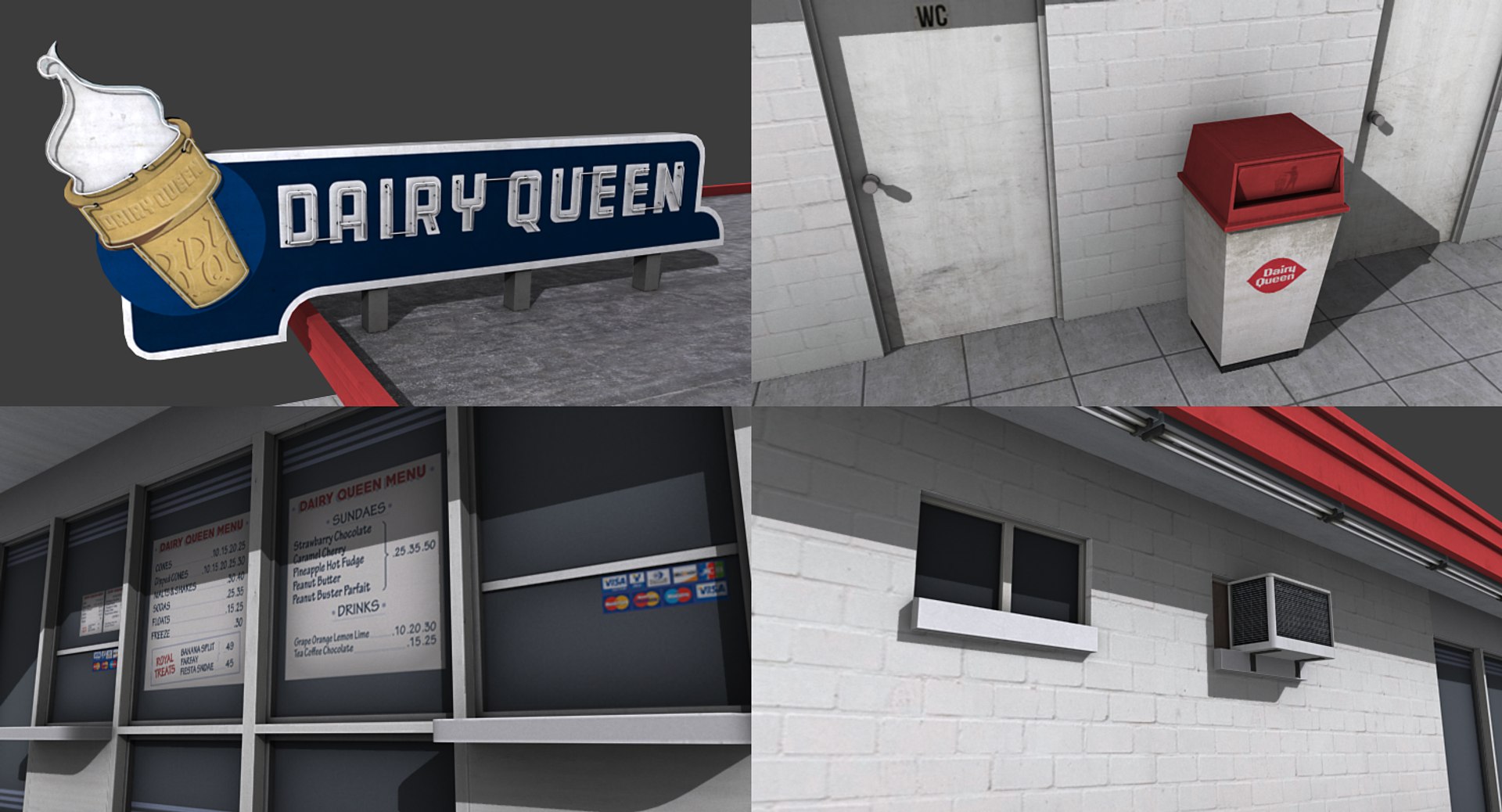 dairy queen restaurant 3d model