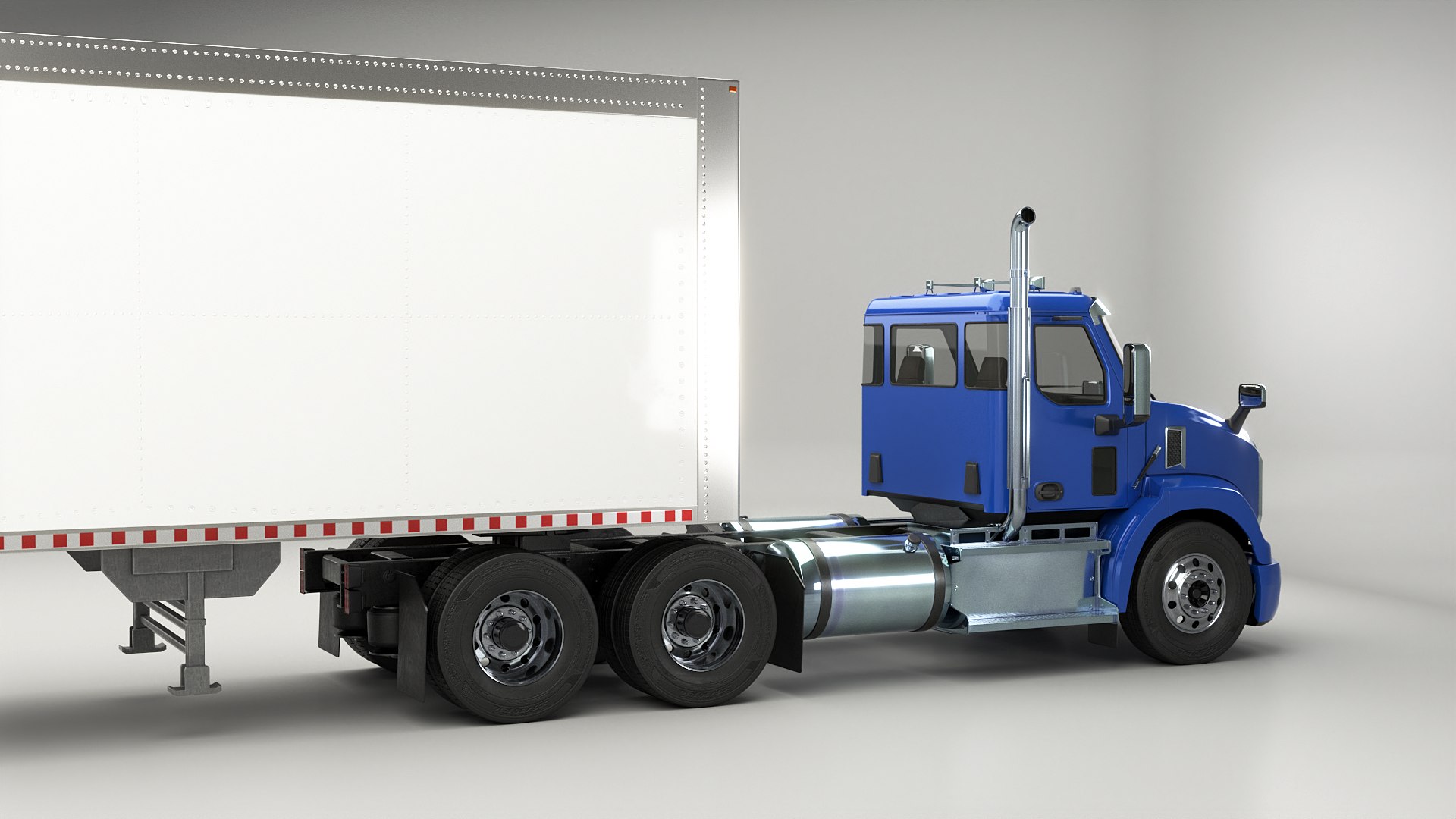 Generic Semi Truck Day Cab And Dry Van Box Trailer 3D Model ...