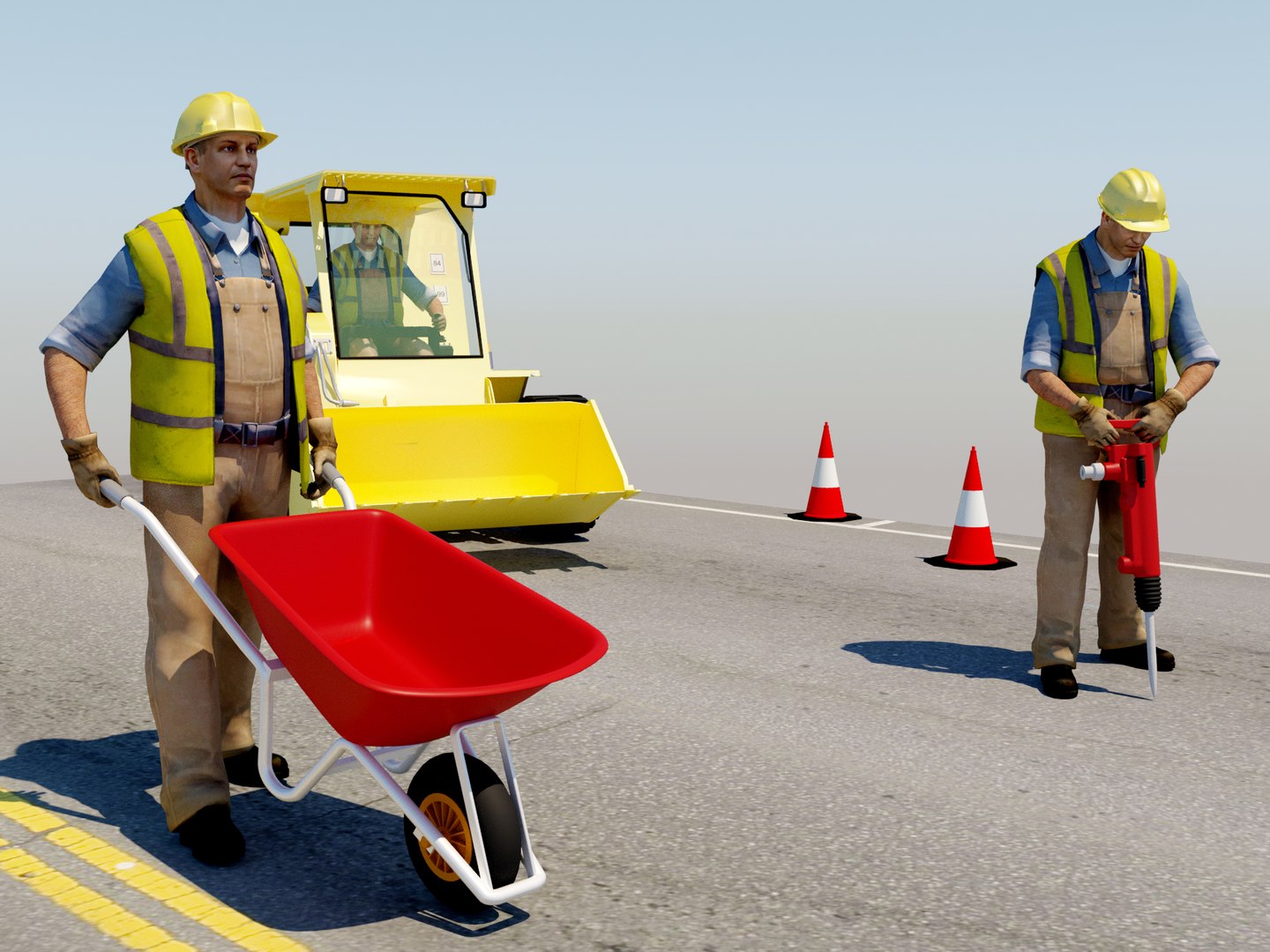Road Workers Scene 3D - TurboSquid 1440034