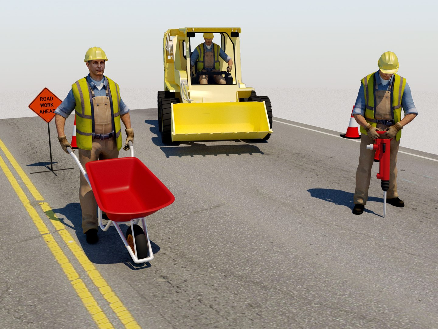 Road Workers Scene 3D - TurboSquid 1440034