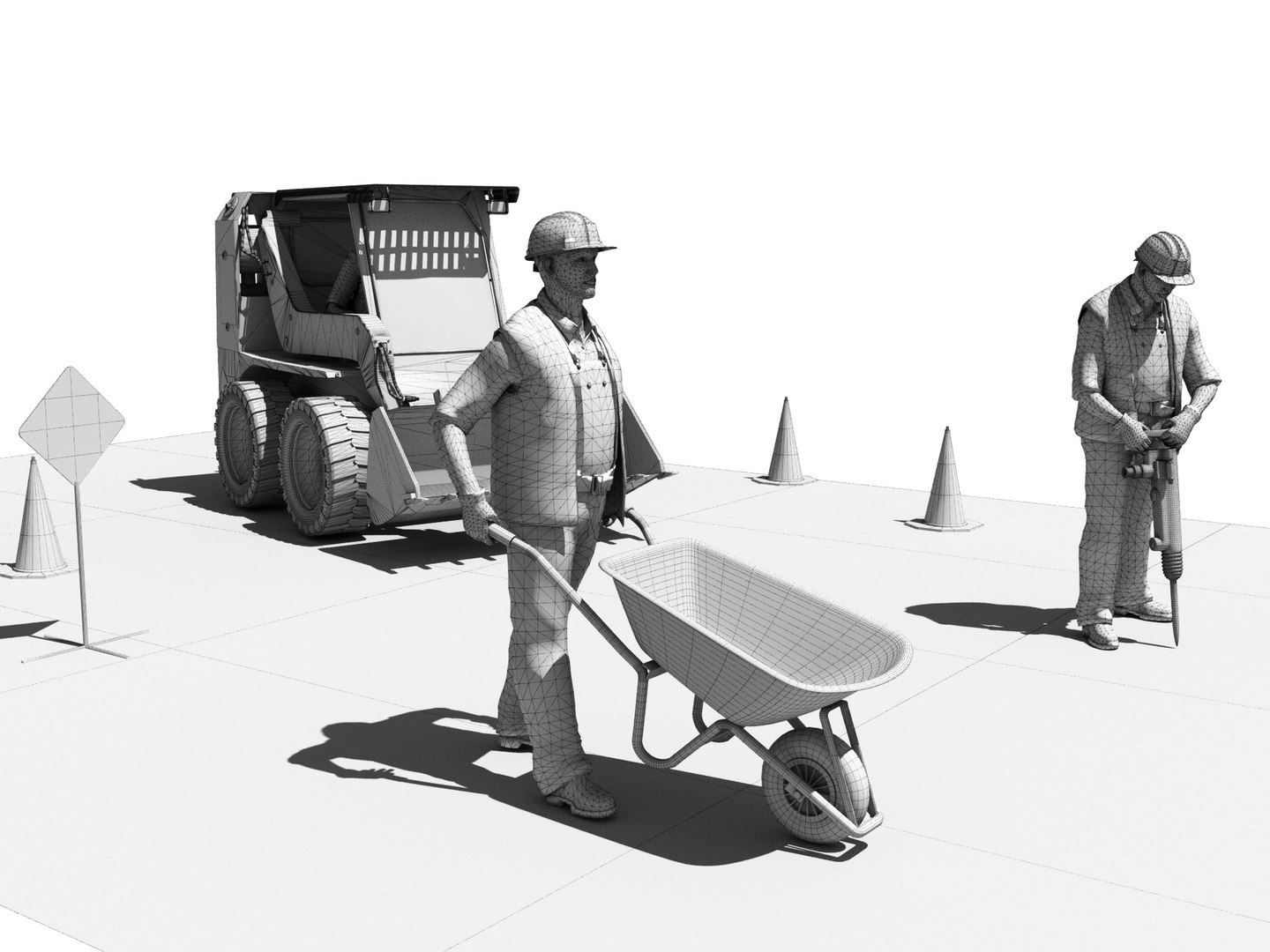 Road Workers Scene 3D - TurboSquid 1440034