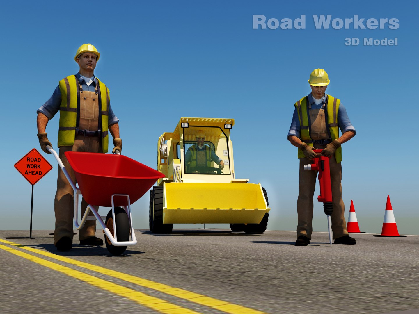 Road Workers Scene 3D - TurboSquid 1440034