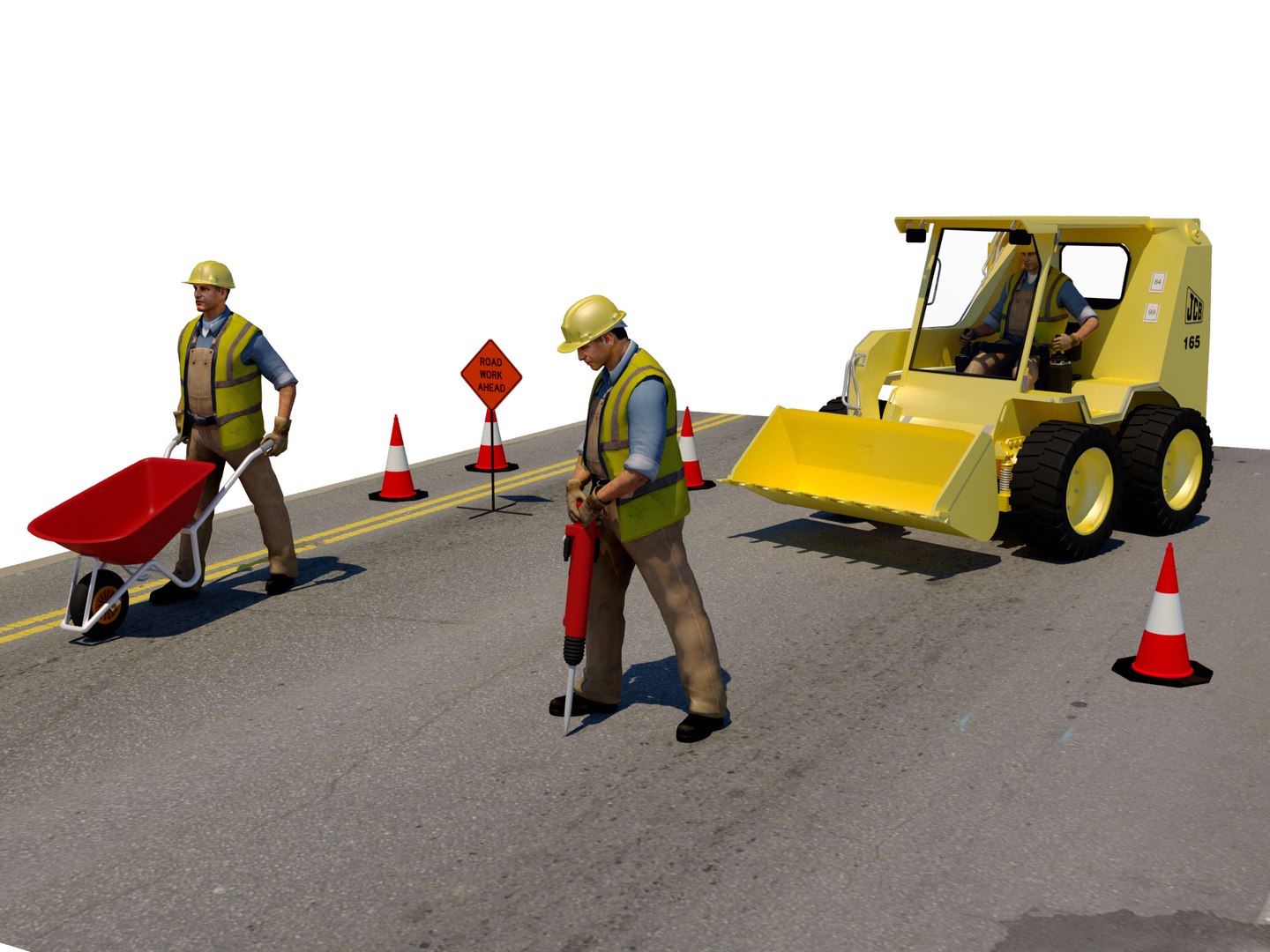 Road Workers Scene 3D - TurboSquid 1440034
