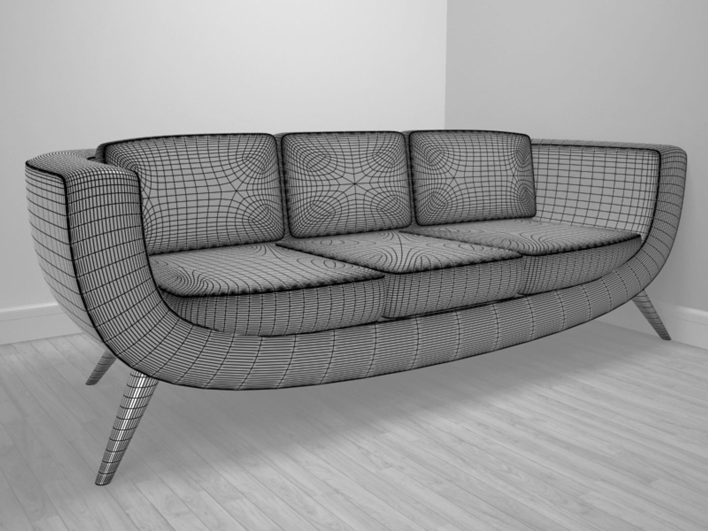 3d model retro sofa