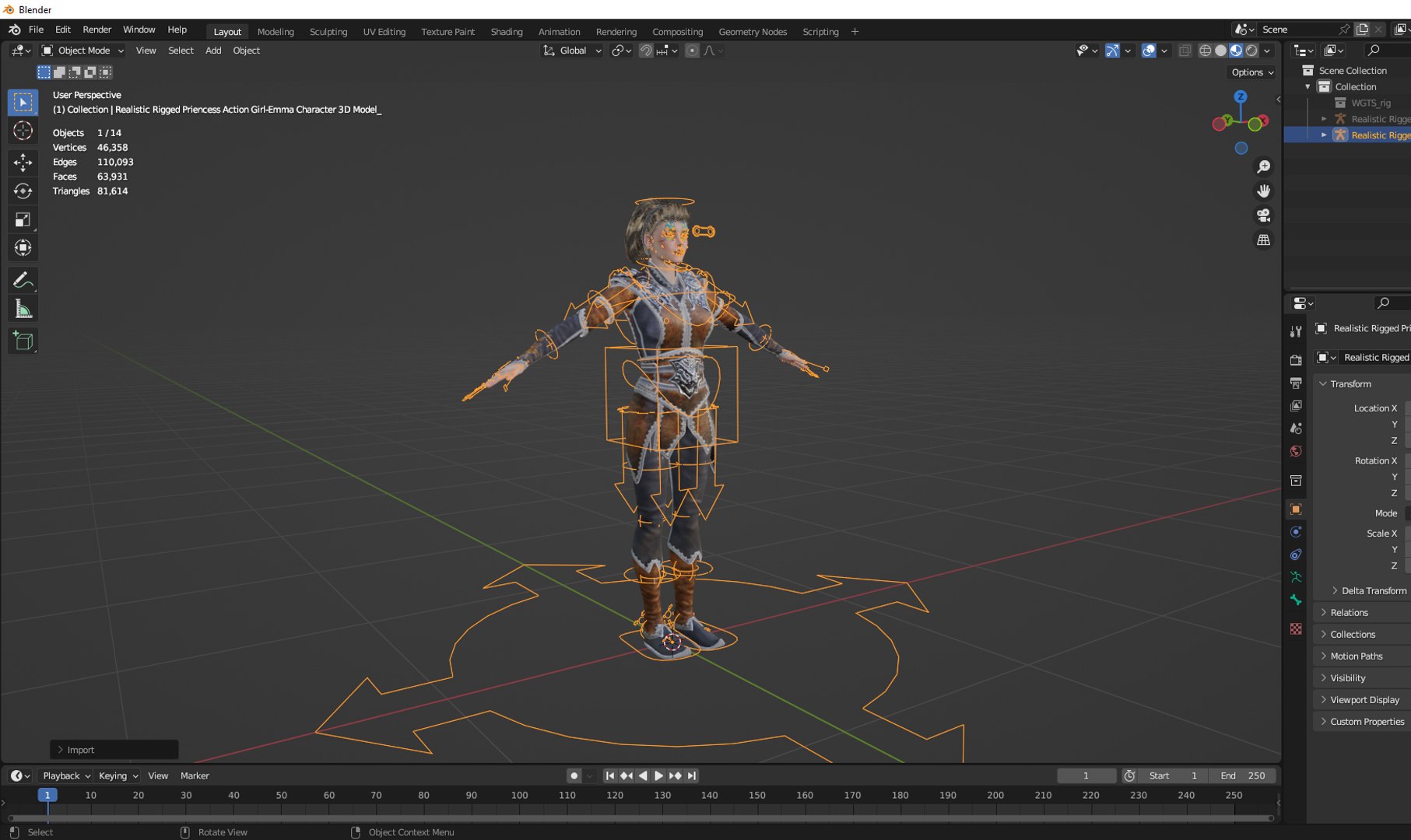 Realistic Rigged Priencess Action Girl-Emma Character 3D Model 3D Model ...