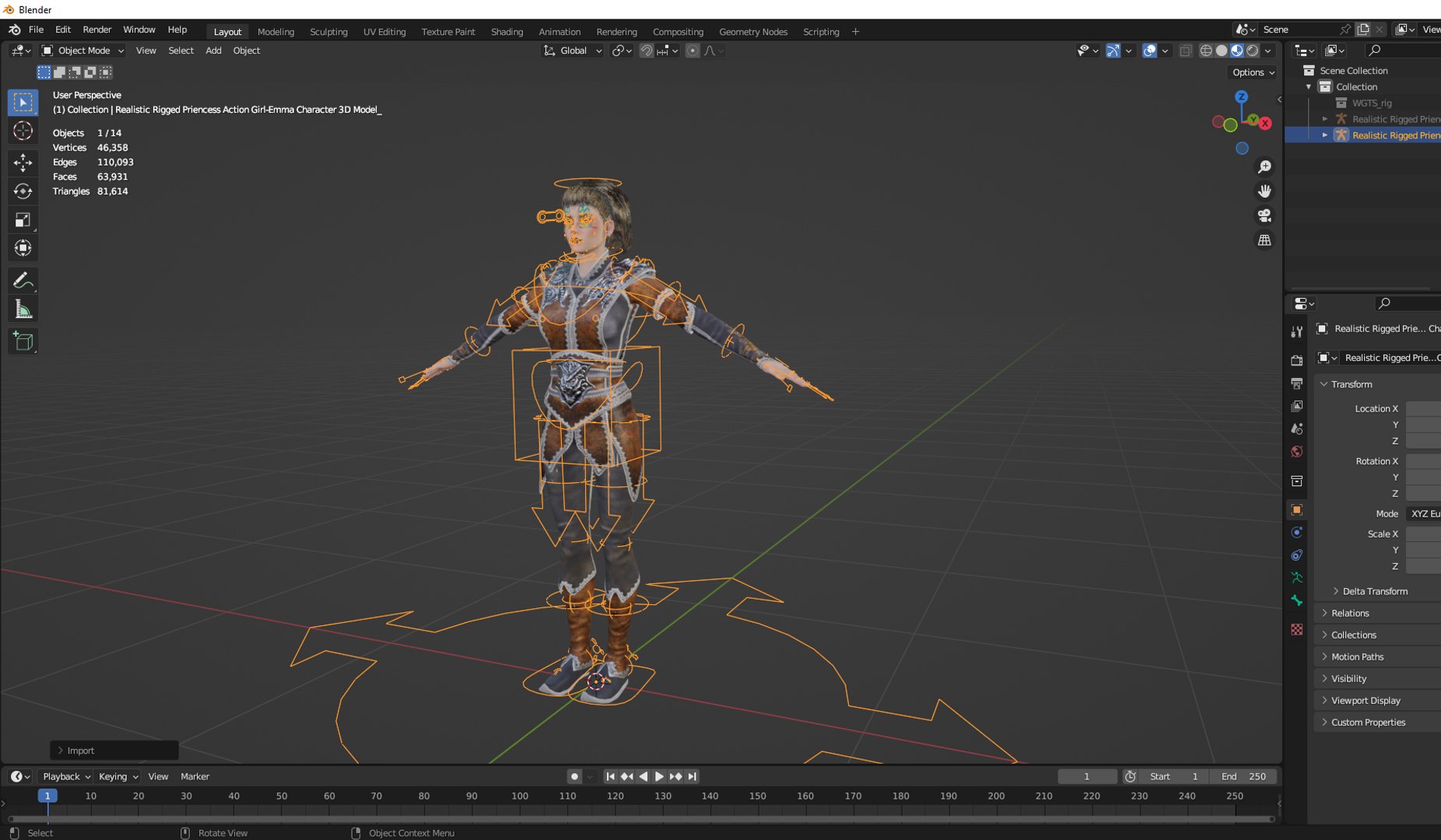 Realistic Rigged Priencess Action Girl-Emma Character 3D Model 3D Model ...
