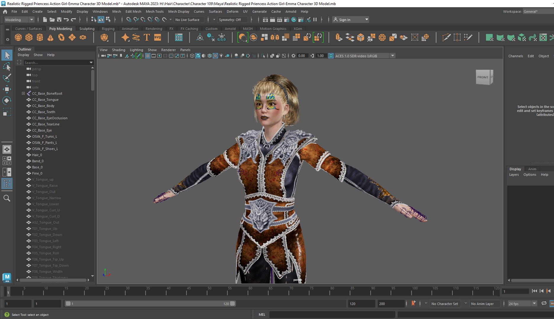 Realistic Rigged Priencess Action Girl-Emma Character 3D Model 3D Model ...
