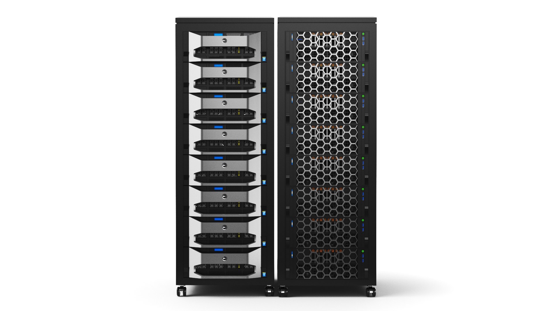 3D Two Detailed Server Racks Model - TurboSquid 2275338