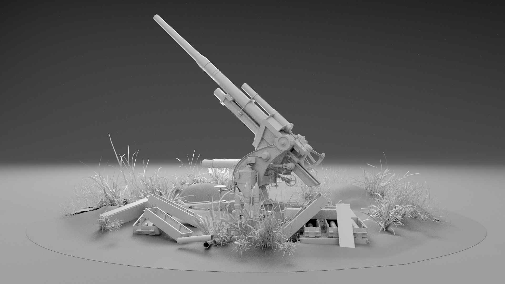 Flak 88 mm anti air craft and anti Tank with ammo 3D model - TurboSquid ...
