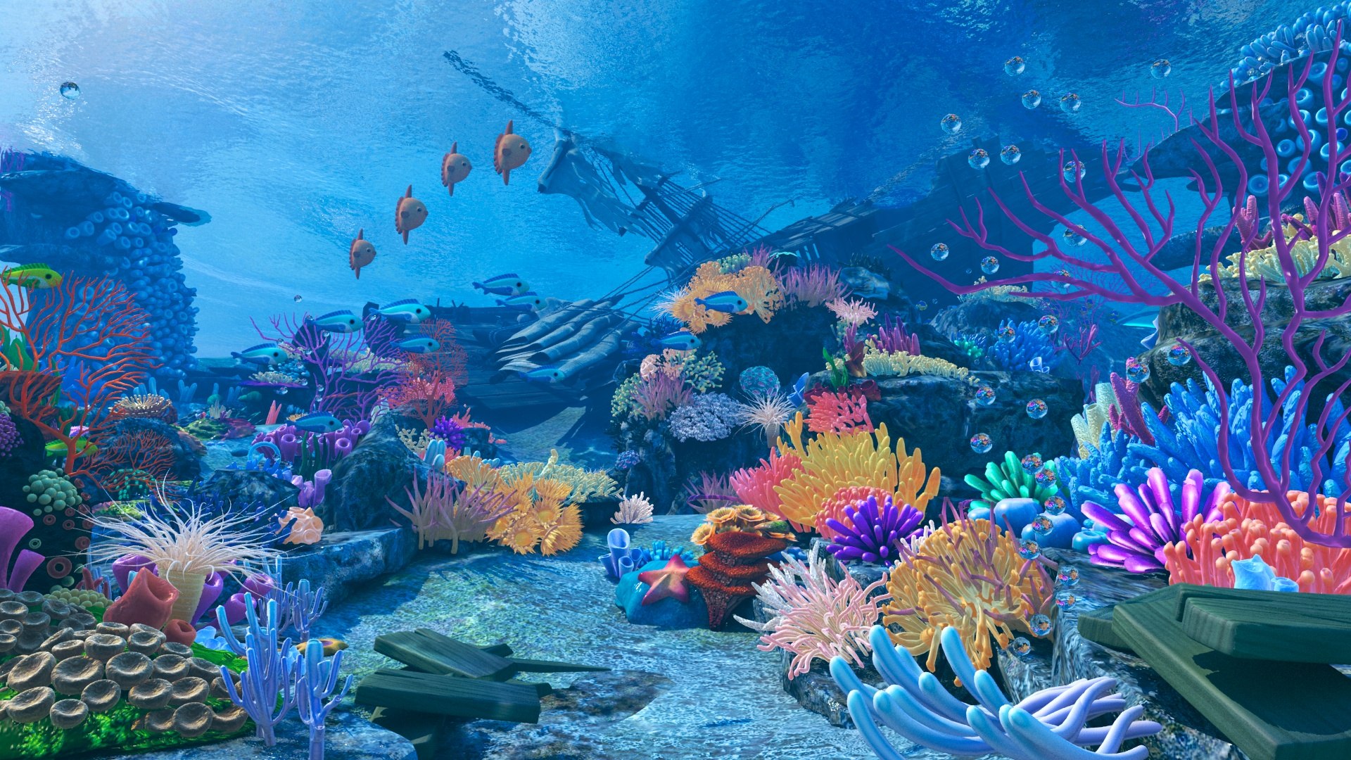 Cartoon Underwater Scene Model - TurboSquid 1867958