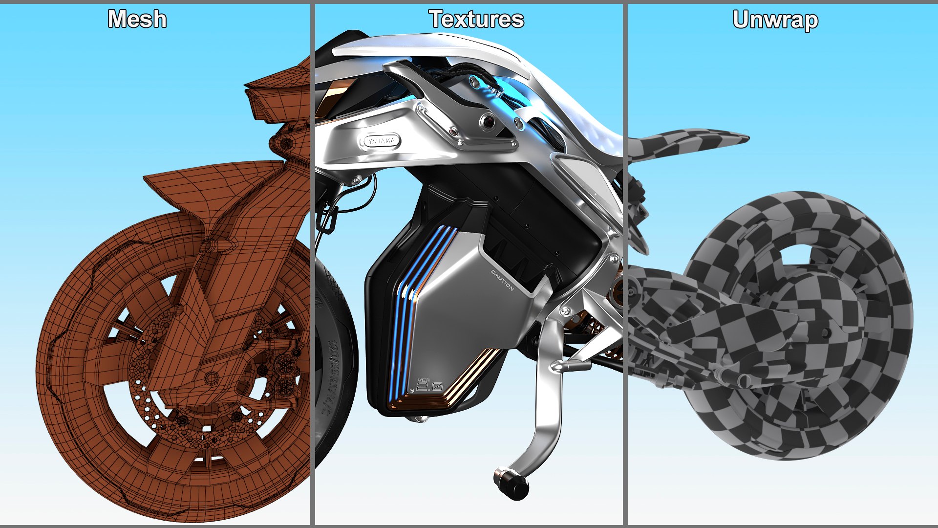 3D Yamaha MOTOROiD 2 Motorcycle Rigged For Maya Model - TurboSquid 2379335