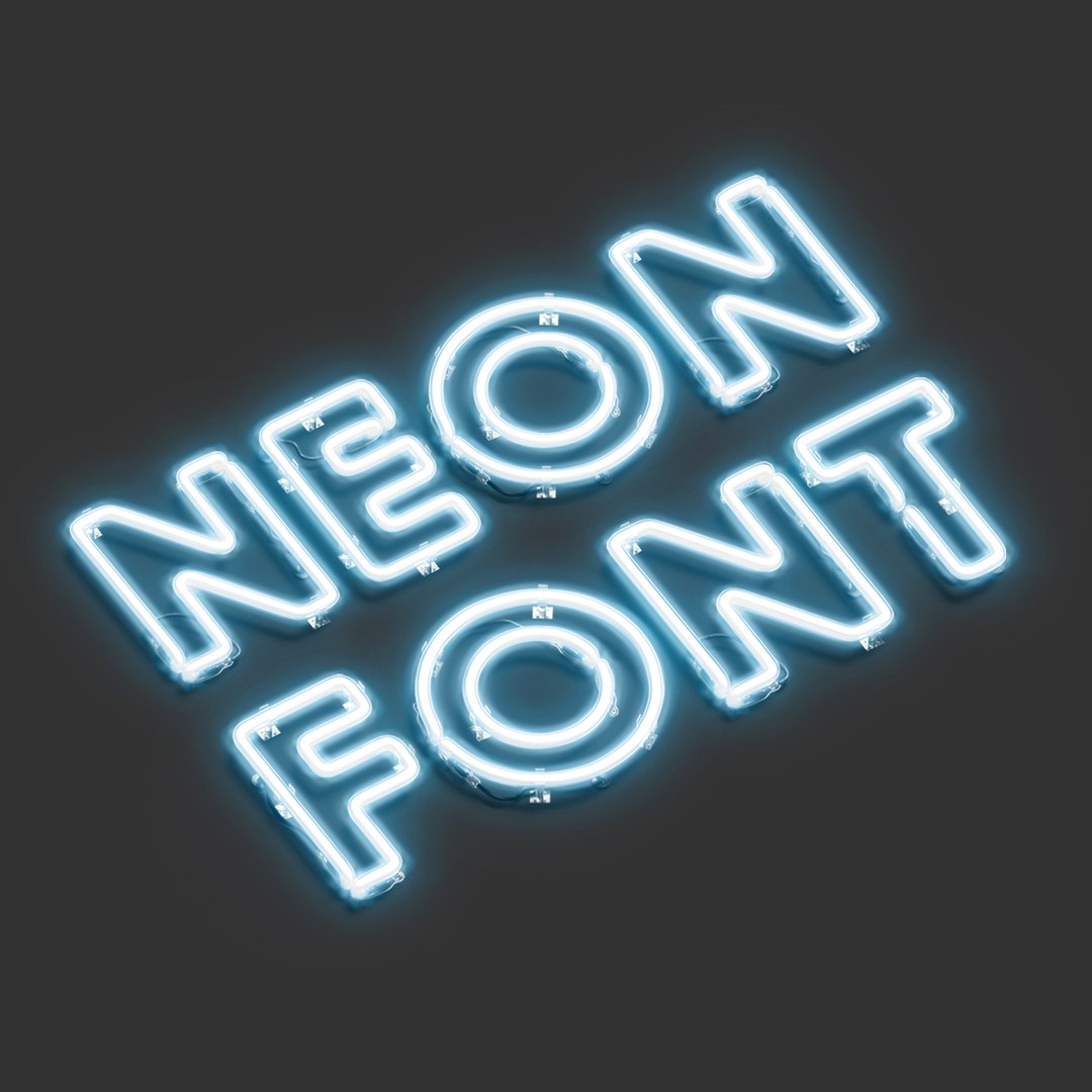 3D Blue Neon Capital Letters - Illuminated Led Uppercase Font Model ...