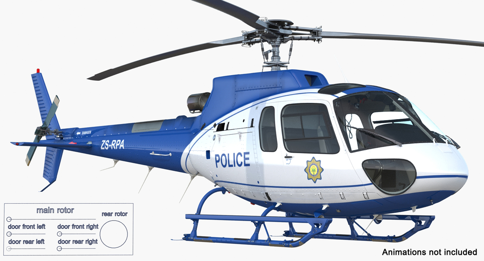 3D Police Helicopter Eurocopter As-350 Model - TurboSquid 1178959