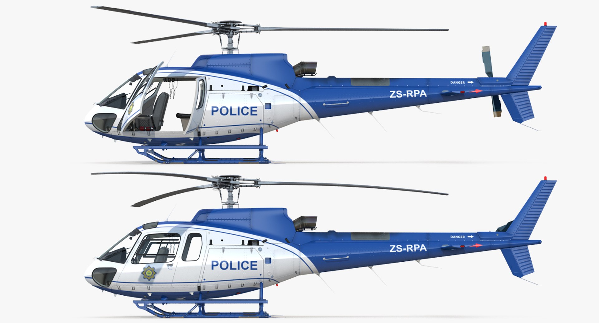3D police helicopter eurocopter as-350 model - TurboSquid 1178959