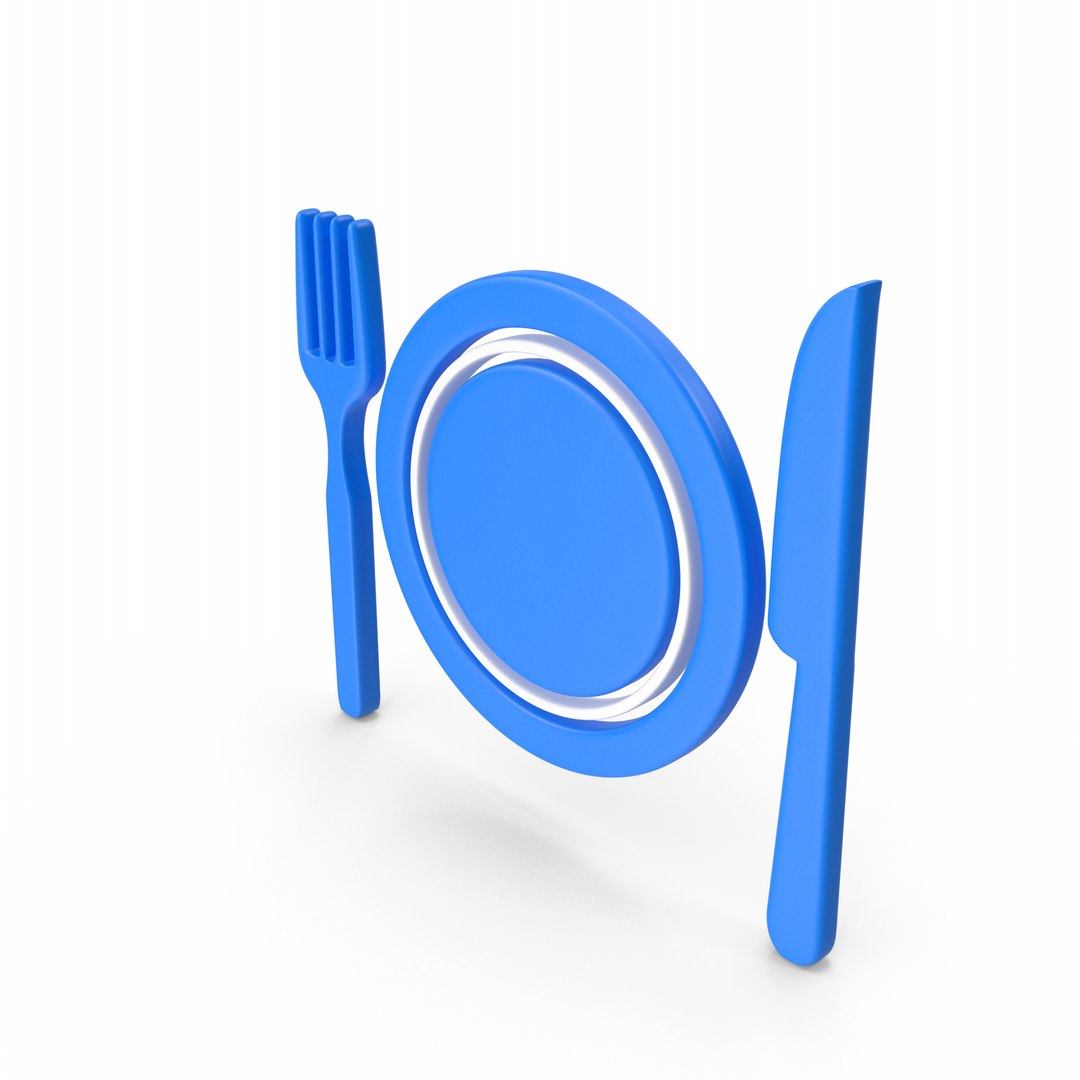 Dinner Plate Symbol Blue 3D Model - TurboSquid 2316599