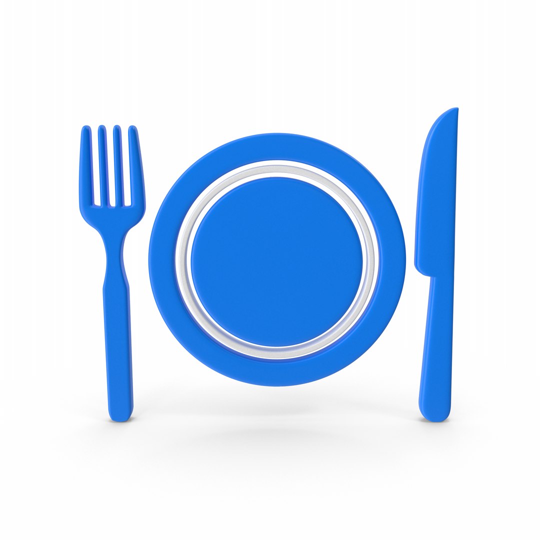 Dinner Plate Symbol Blue 3D Model - TurboSquid 2316599