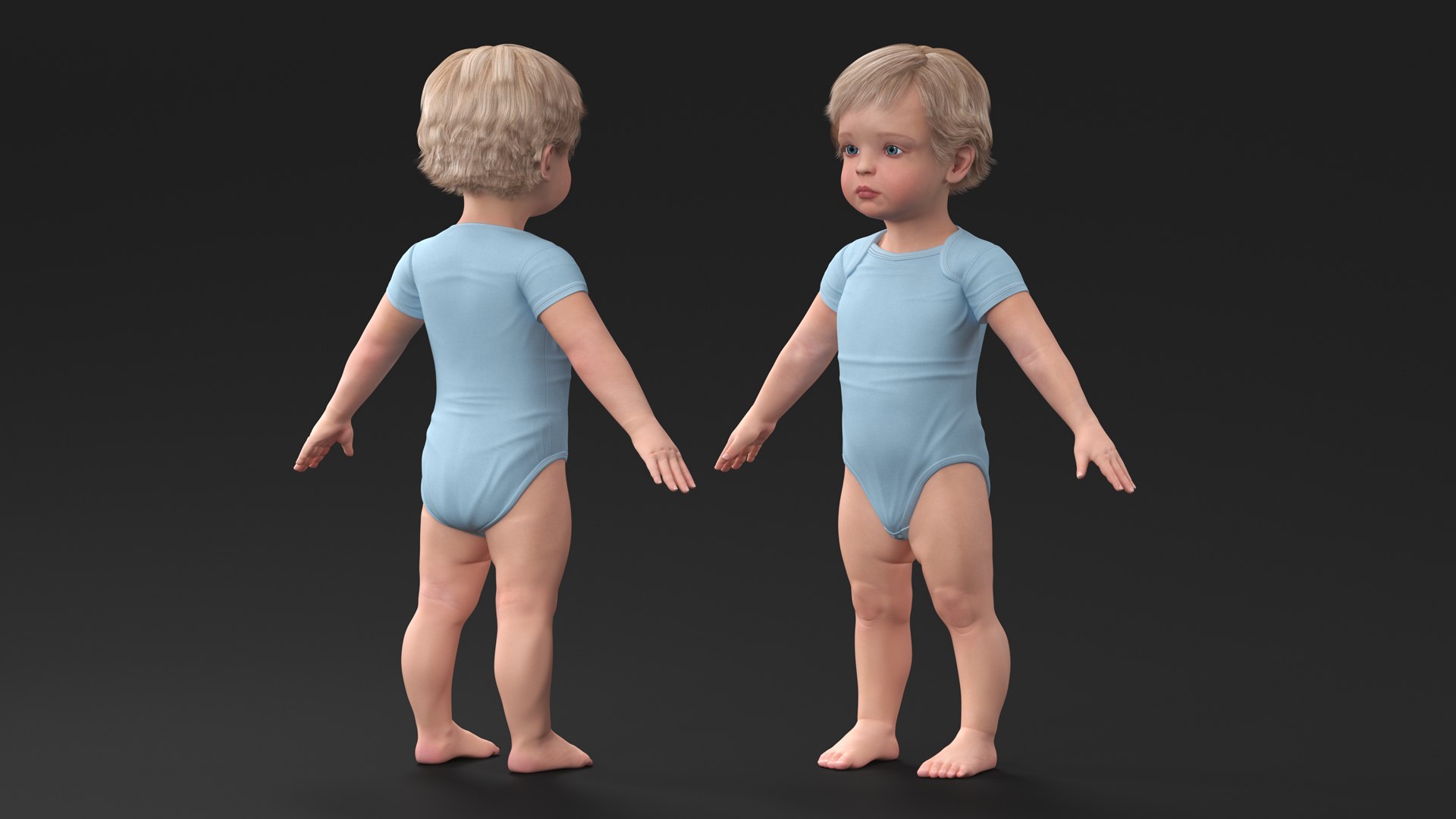 Boy Aged 1 Year In Bodysuit A-Pose 3D Model - TurboSquid 2269856