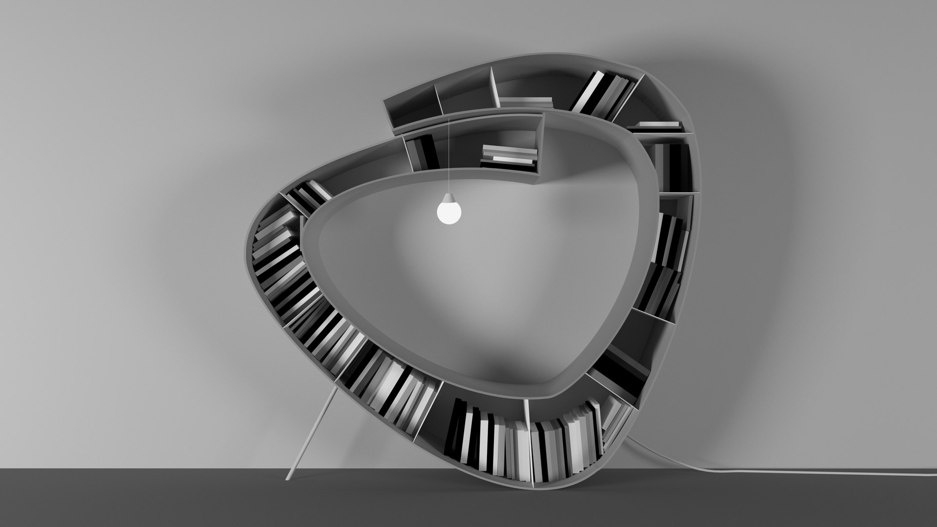 3D Model Creative Book Shelf With Lamp 3D Model - TurboSquid 1742646