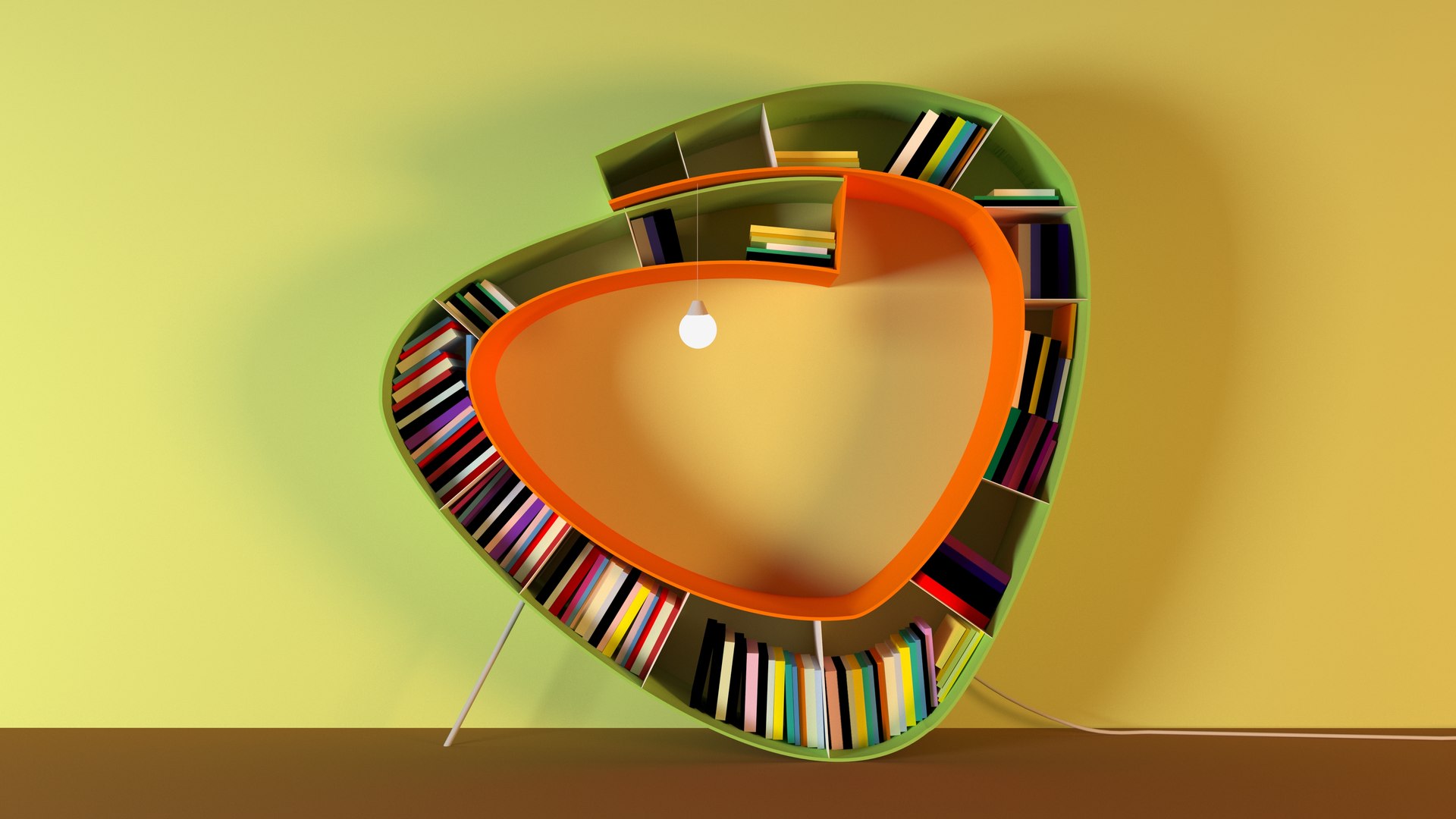 3D Model Creative Book Shelf With Lamp 3D Model - TurboSquid 1742646
