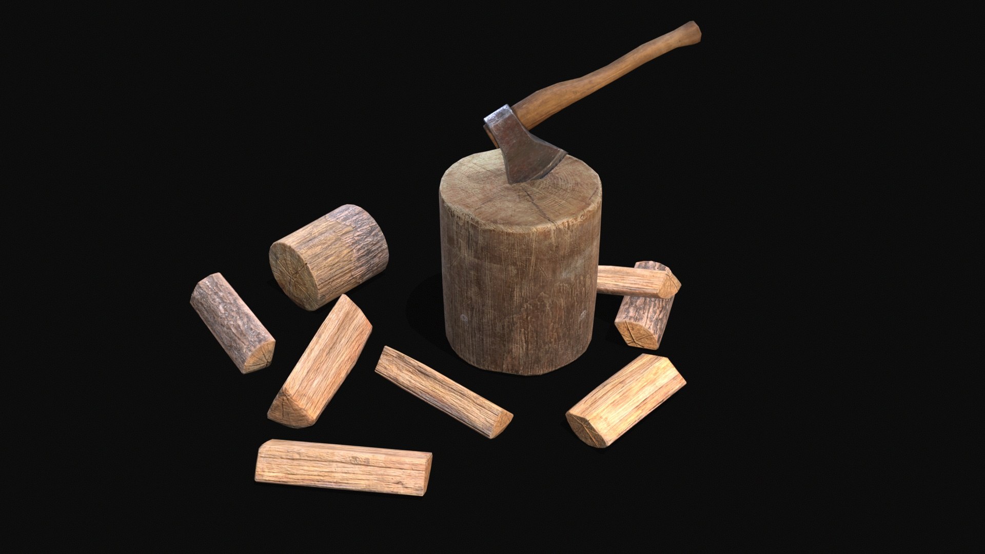 Axe Stand And Wood Logs 3D - TurboSquid 2351508