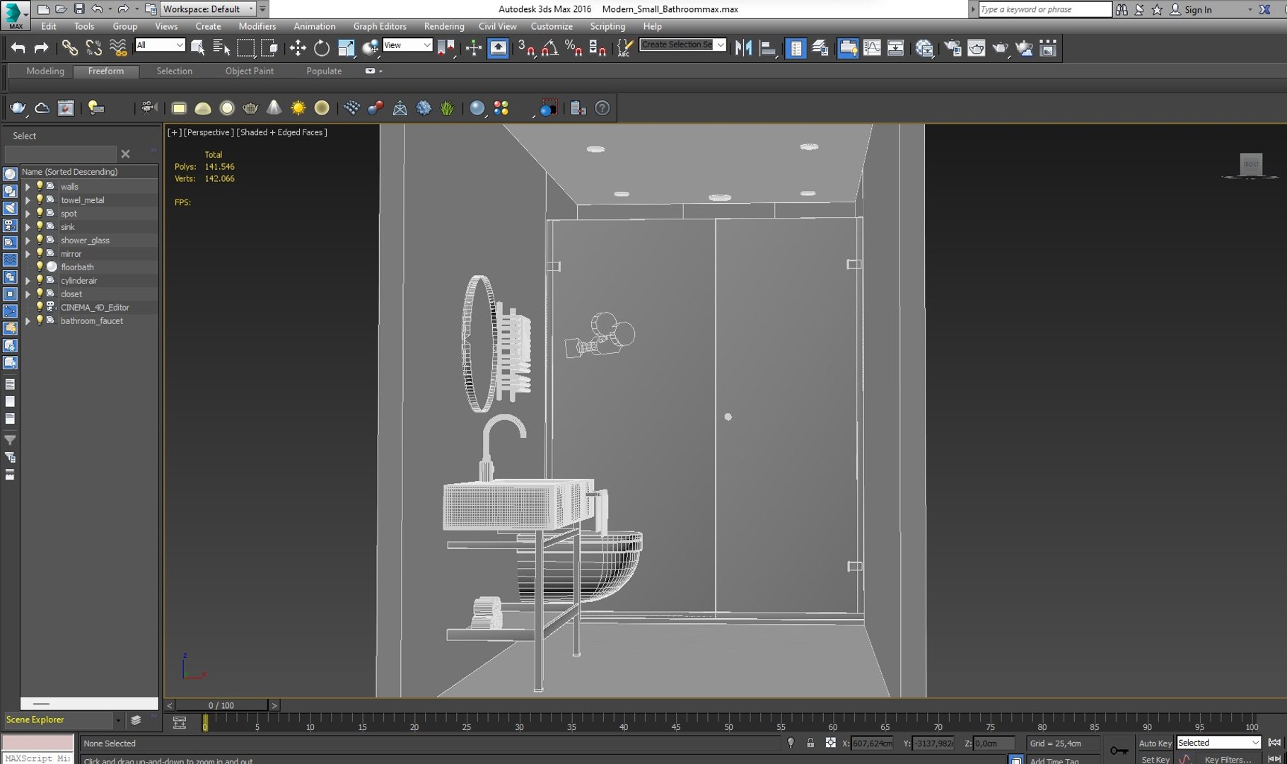 3D Modern Small Bathroom Model - TurboSquid 2132866
