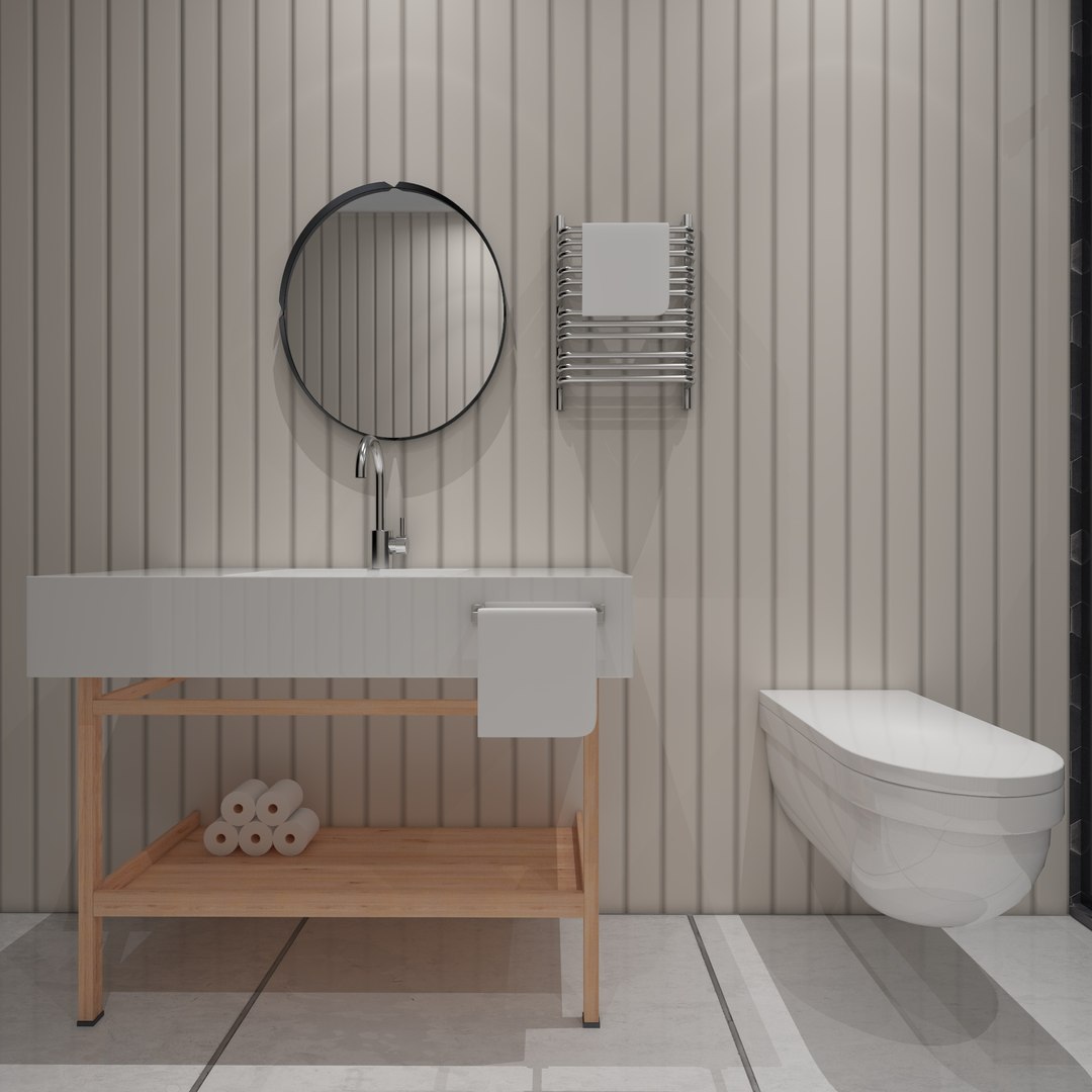 3D Modern Small Bathroom Model - TurboSquid 2132866