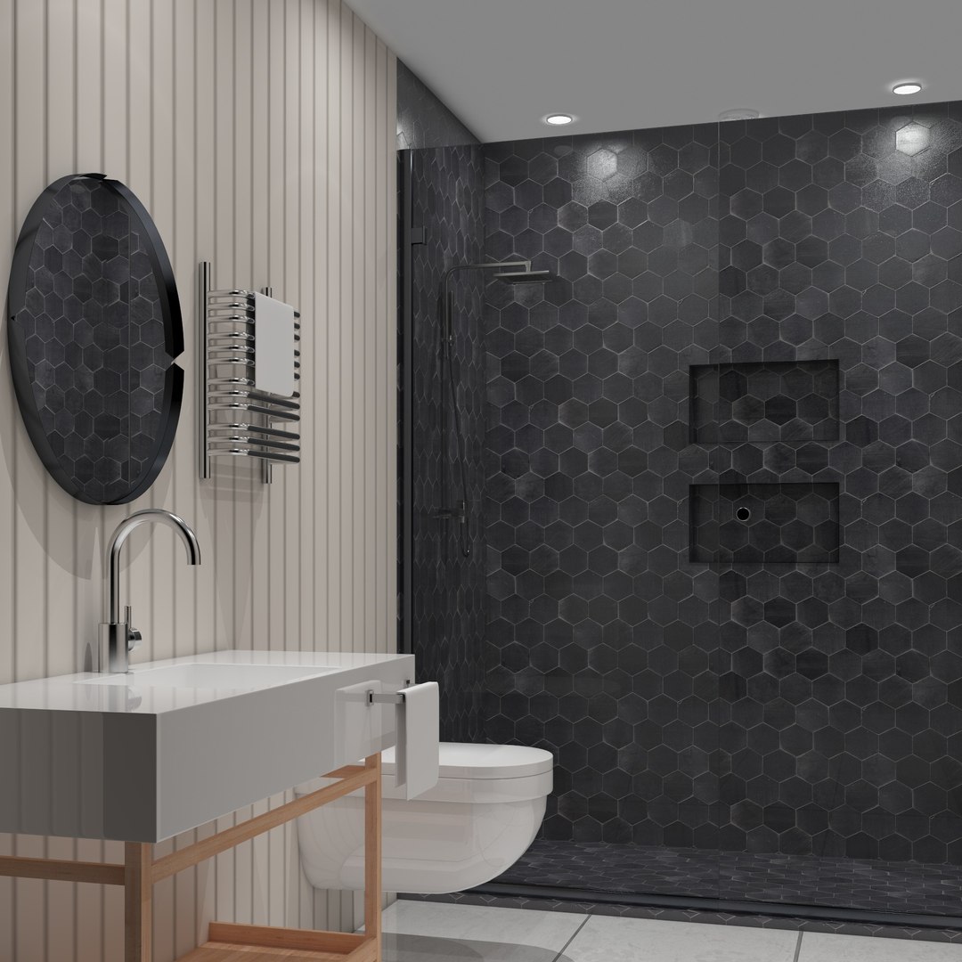 3D Modern Small Bathroom Model - TurboSquid 2132866