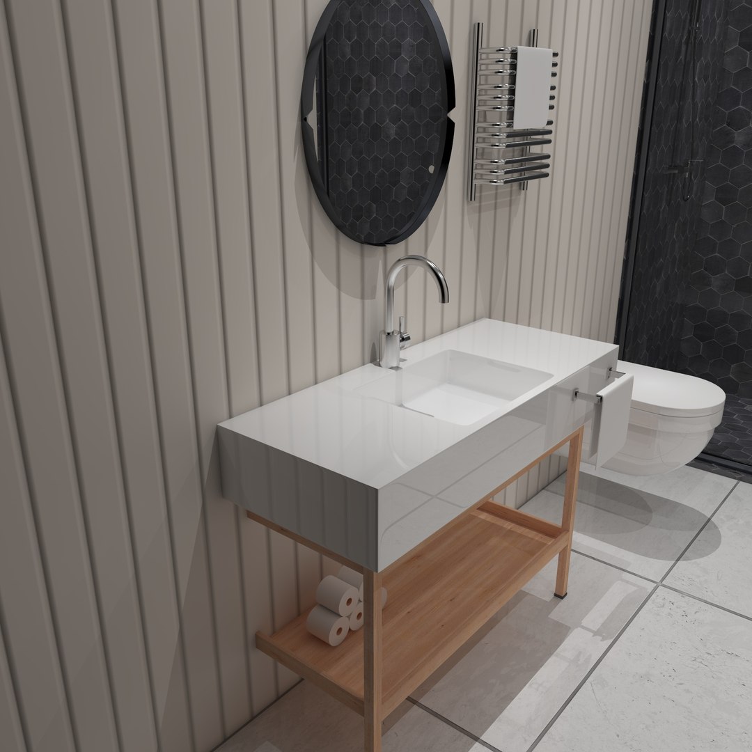 3D Modern Small Bathroom Model - TurboSquid 2132866