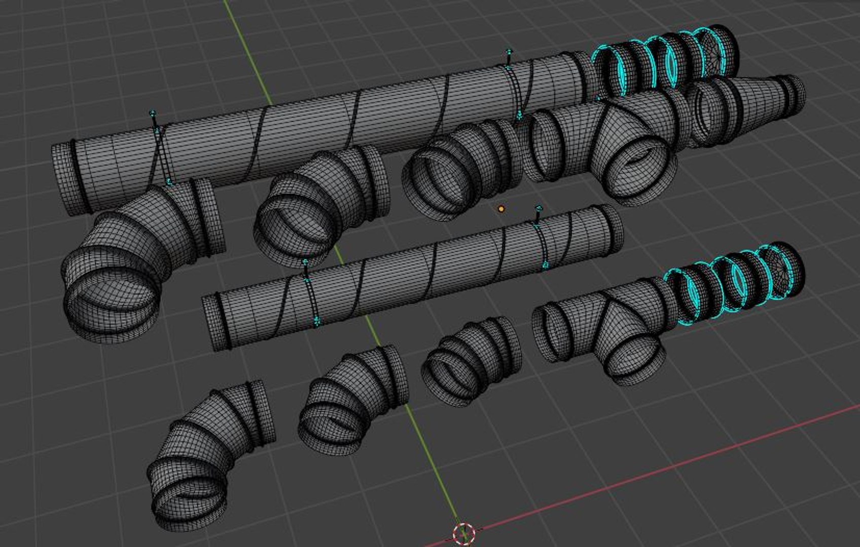 High-Quality Industrial Pipes And Fittings 3D Model Set Low-poly 3D ...