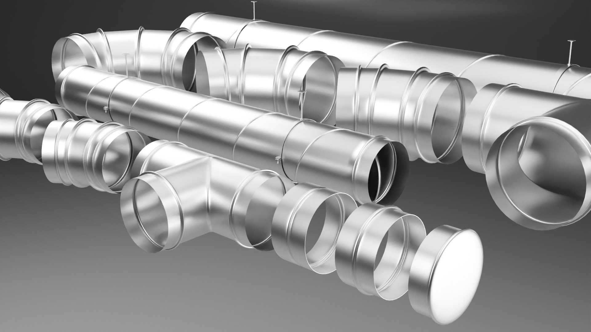 High-Quality Industrial Pipes And Fittings 3D Model Set Low-poly 3D ...