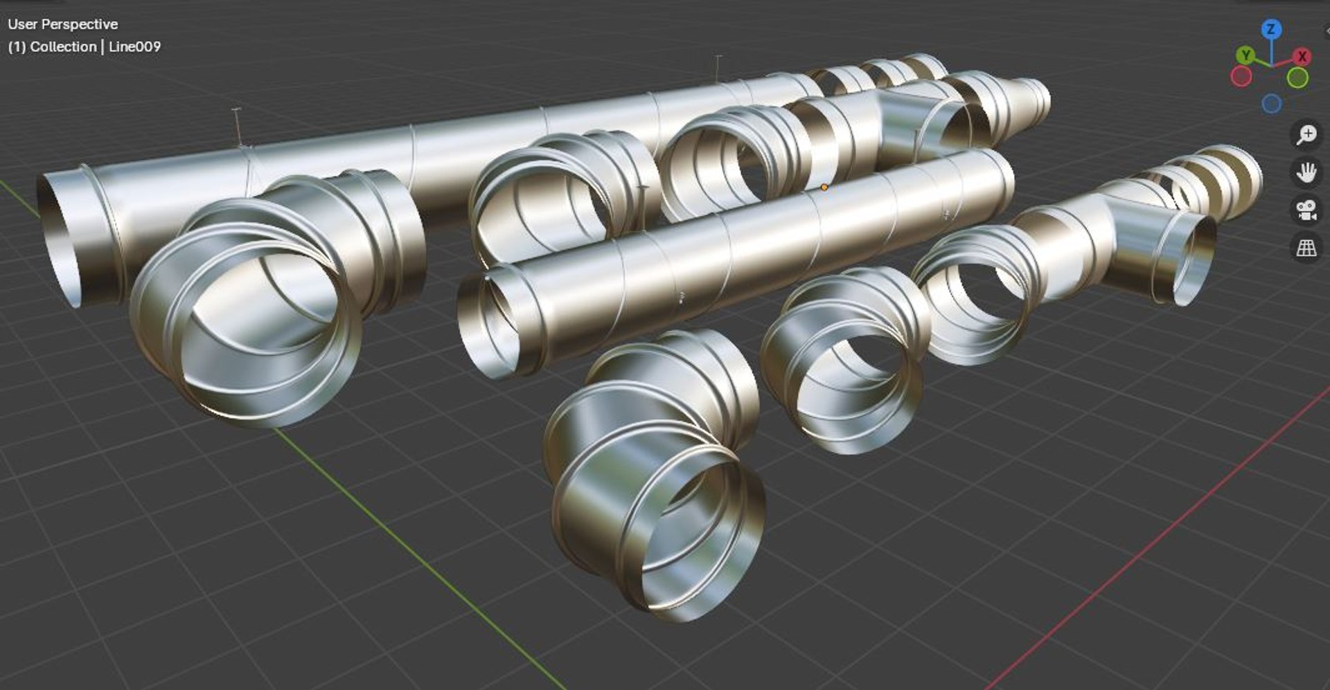 High-Quality Industrial Pipes And Fittings 3D Model Set Low-poly 3D ...