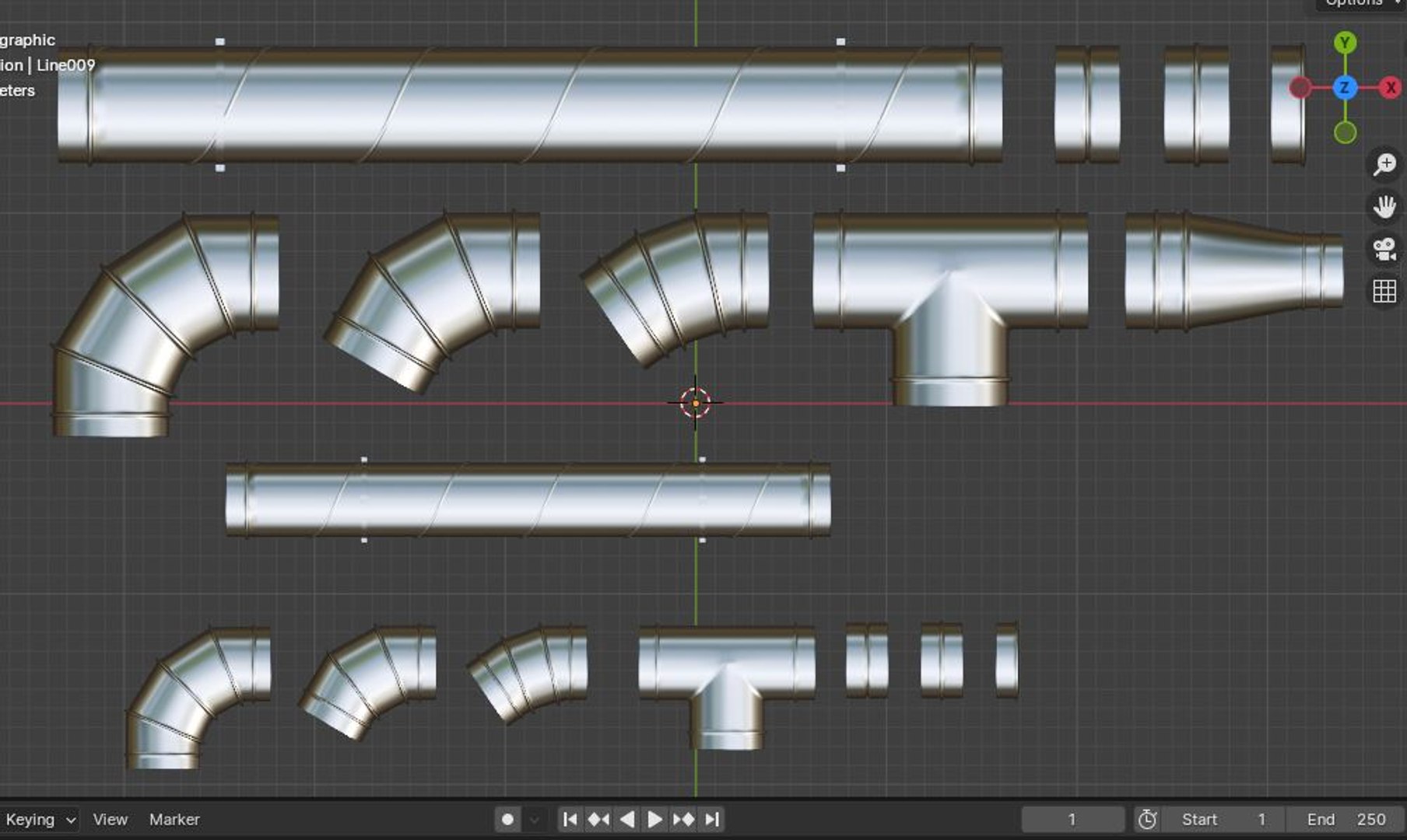 High-Quality Industrial Pipes And Fittings 3D Model Set Low-poly 3D ...