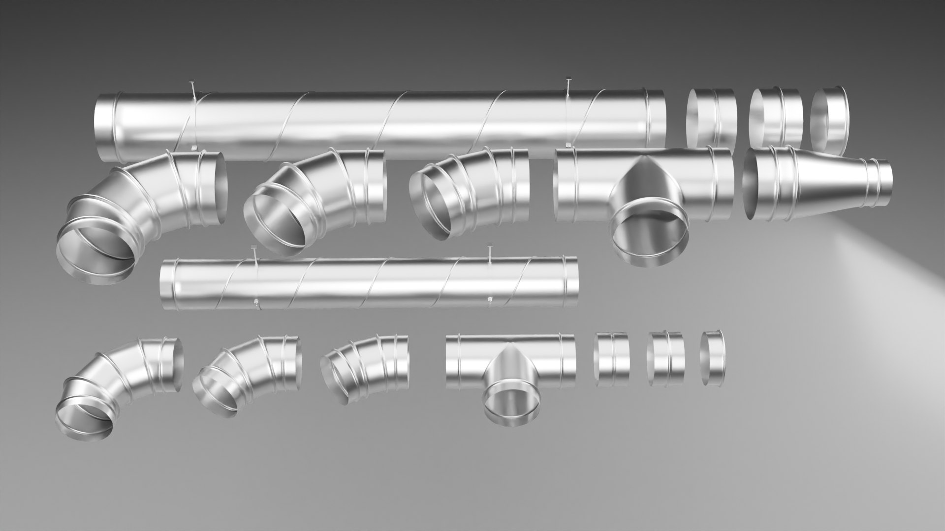 High-Quality Industrial Pipes And Fittings 3D Model Set Low-poly 3D ...