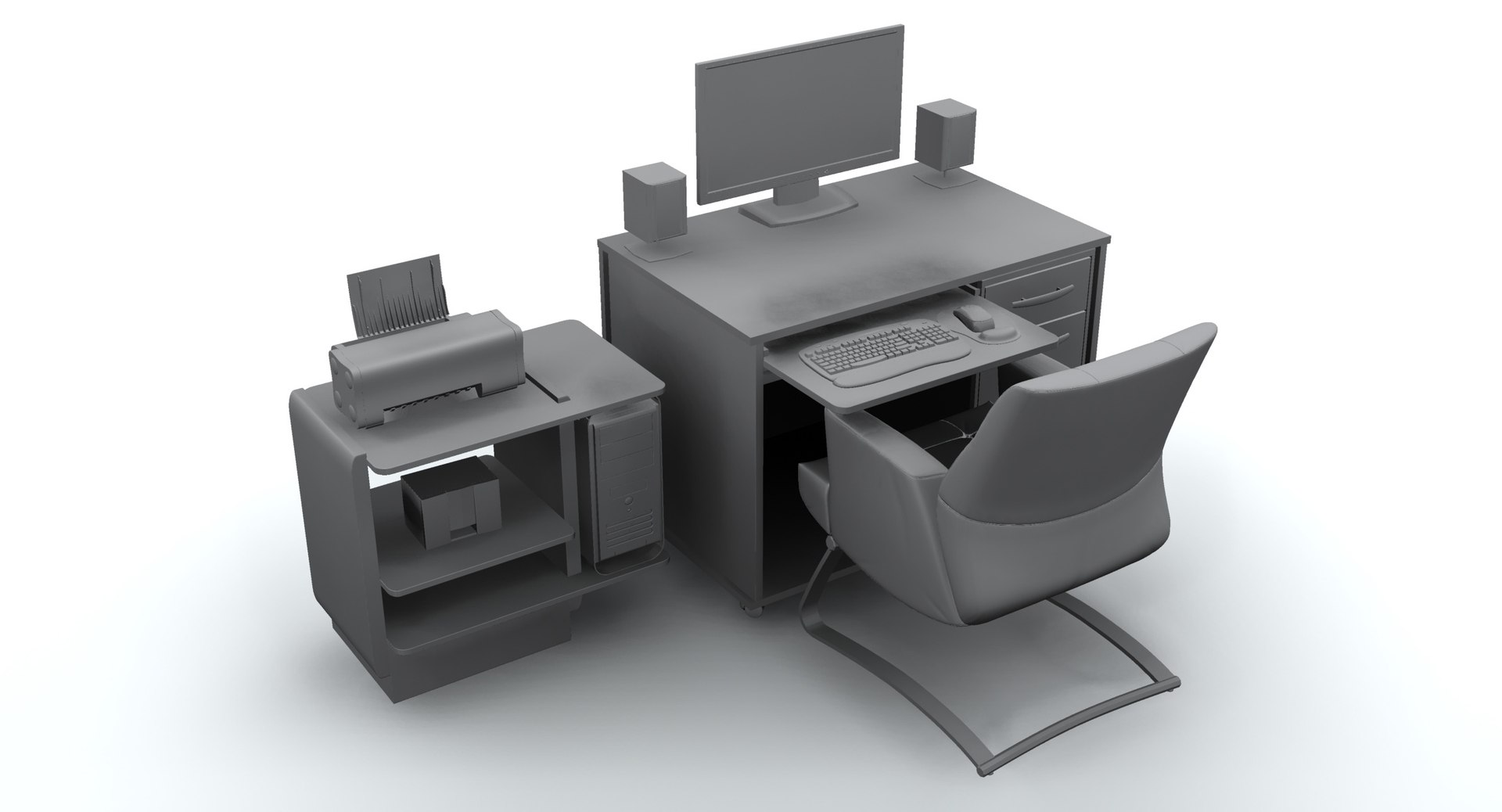 3d computer desk cpu